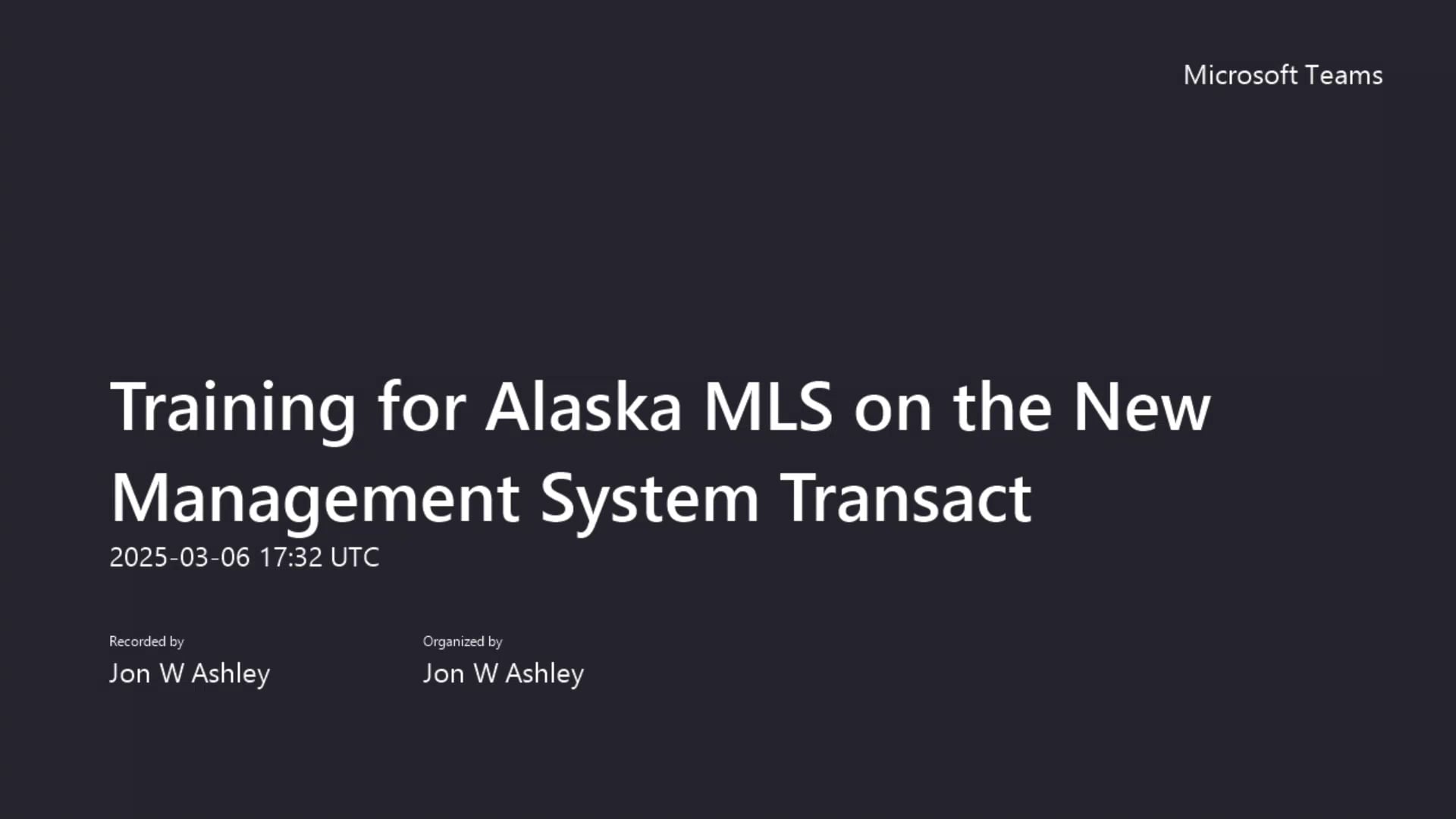 Training Webinar for Transact (March 6th, 2025)