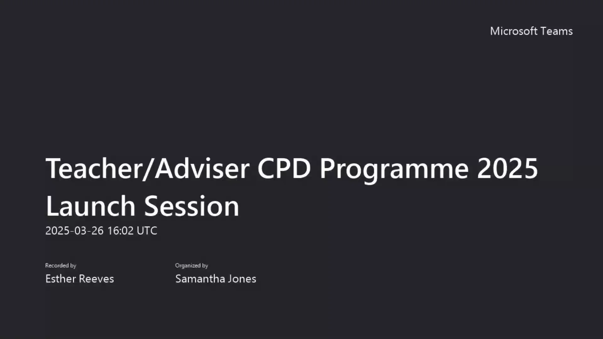 Teacher and Adviser CPD Programme 2025 Launch Session