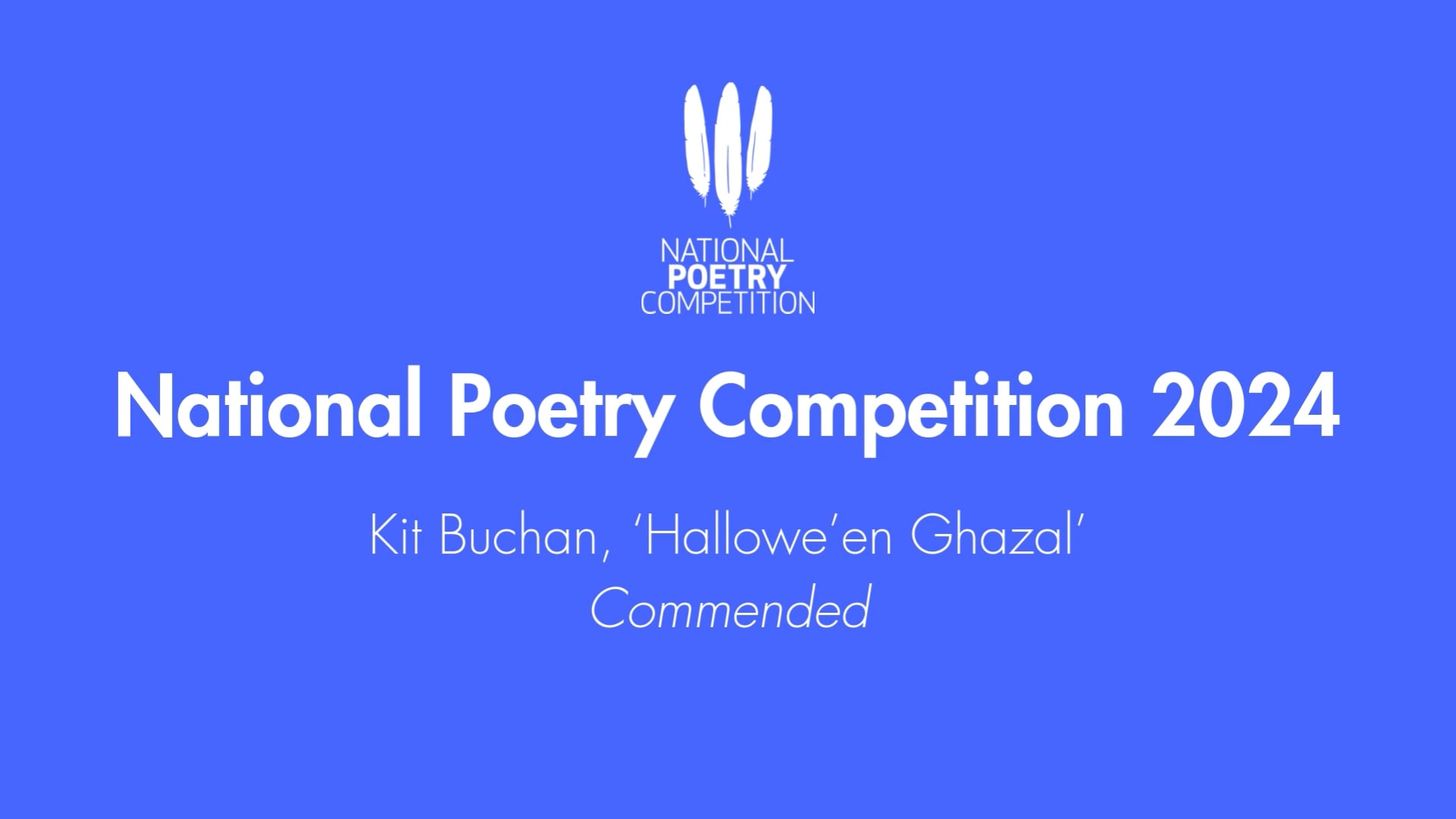 Kit Buchan reads 'Hallowe'en Ghazal' | National Poetry Competition 2024 ...