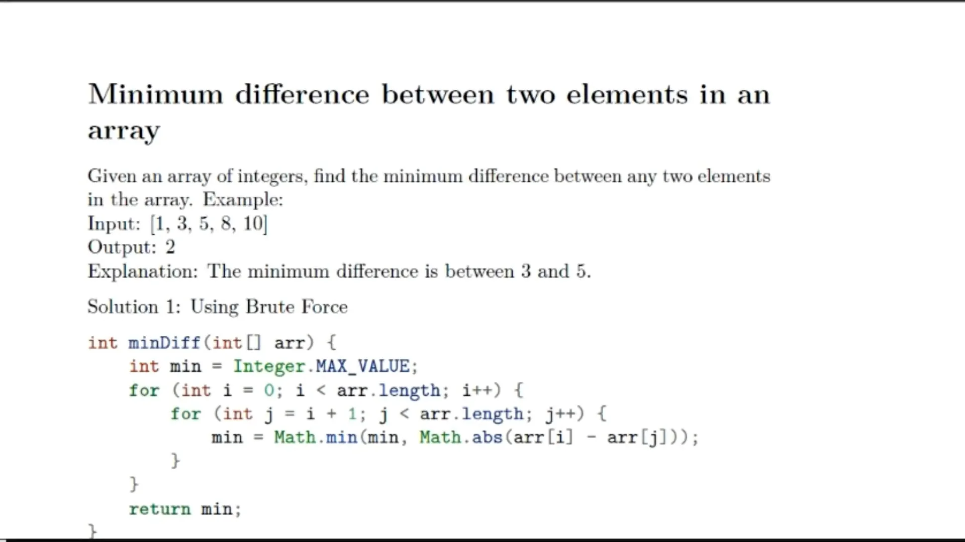 Homework Minimum Difference