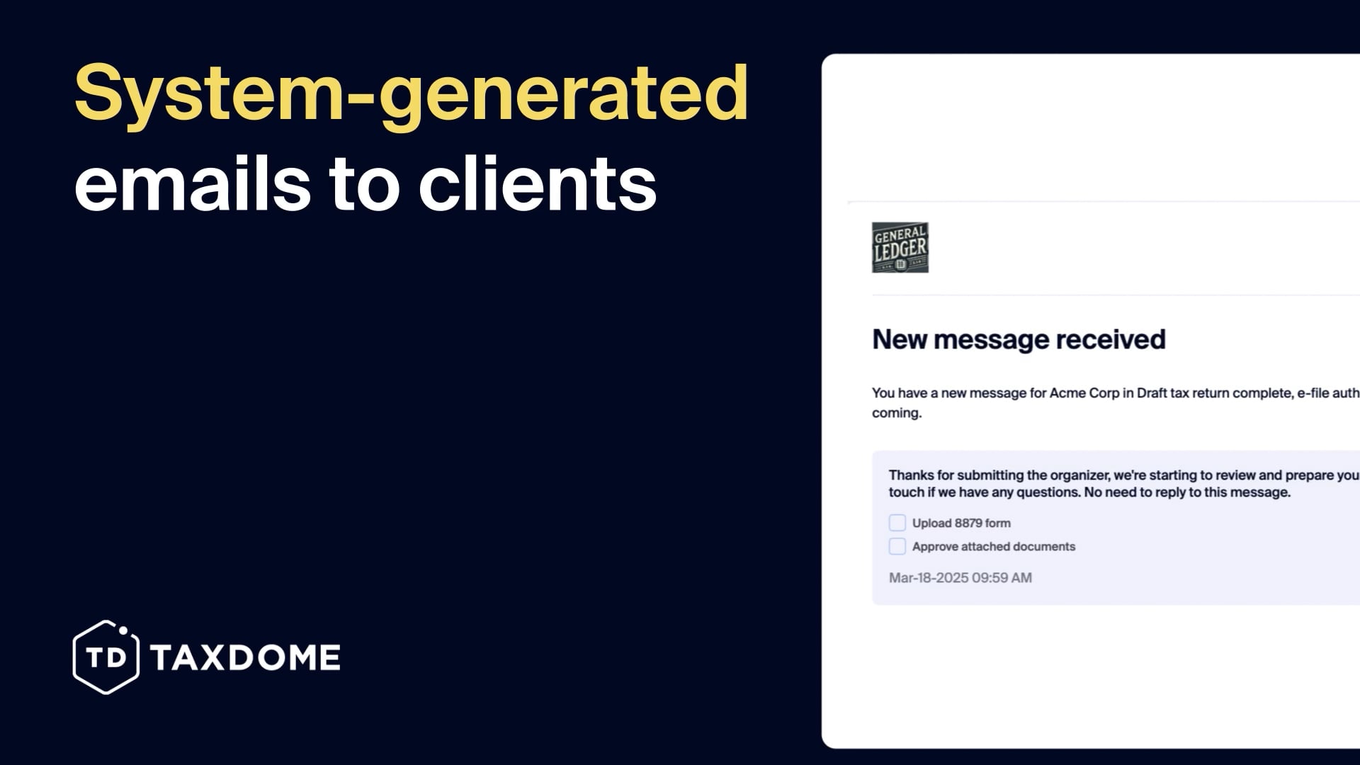 System-generated emails to clients