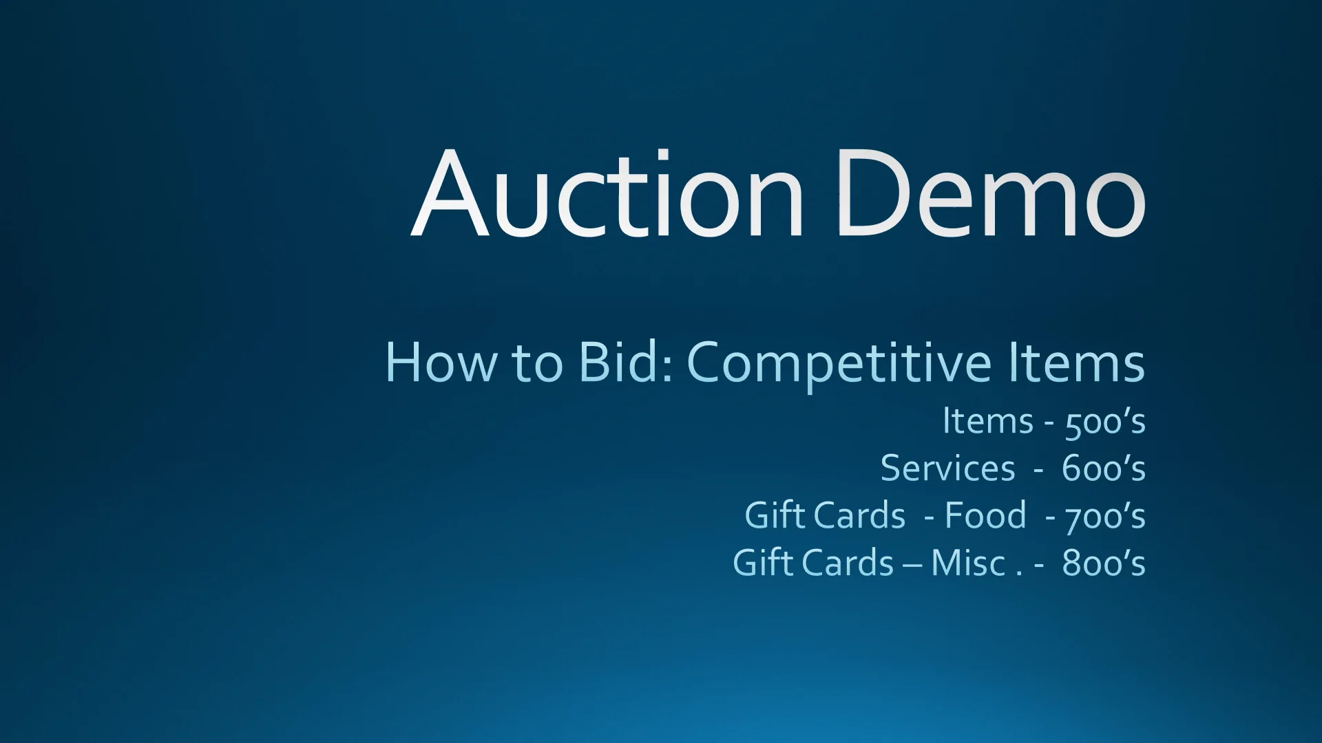 Auction DEMO How to Bid