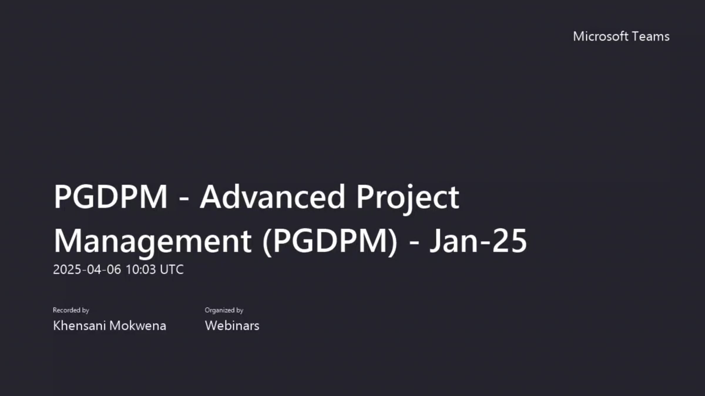 PGDPM-Advanced Project Management