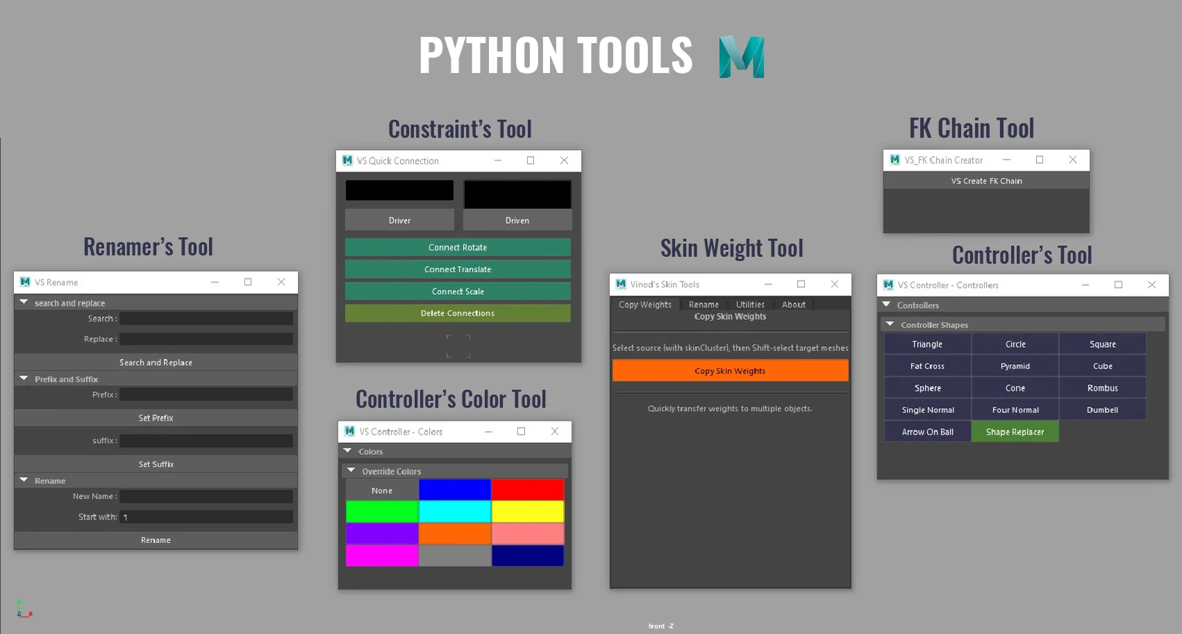 Python Rigging Tool for VFX | Developed by Vinod