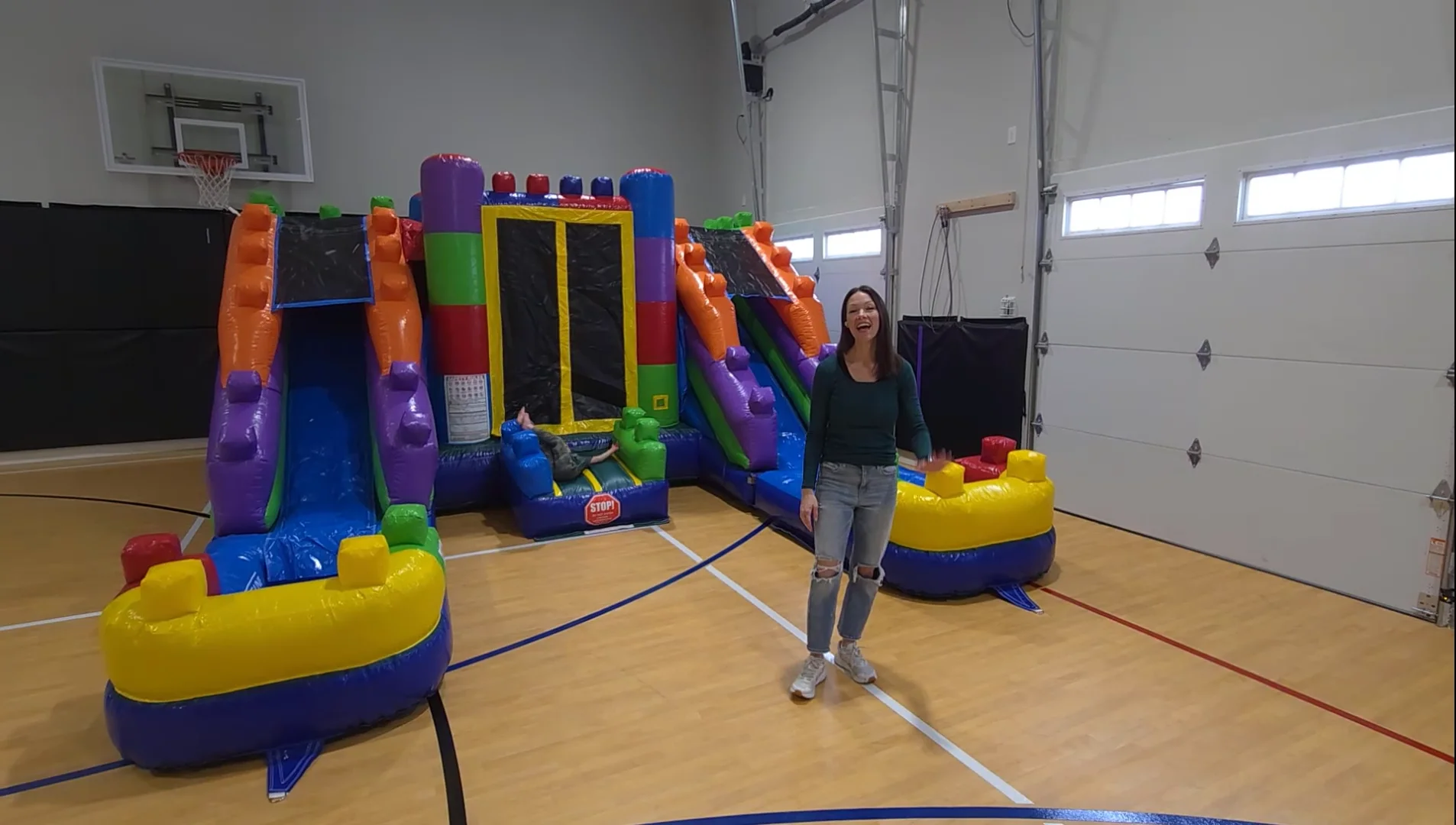 Block Bounce House with 2 Water Slides Rental in Grand Rapids