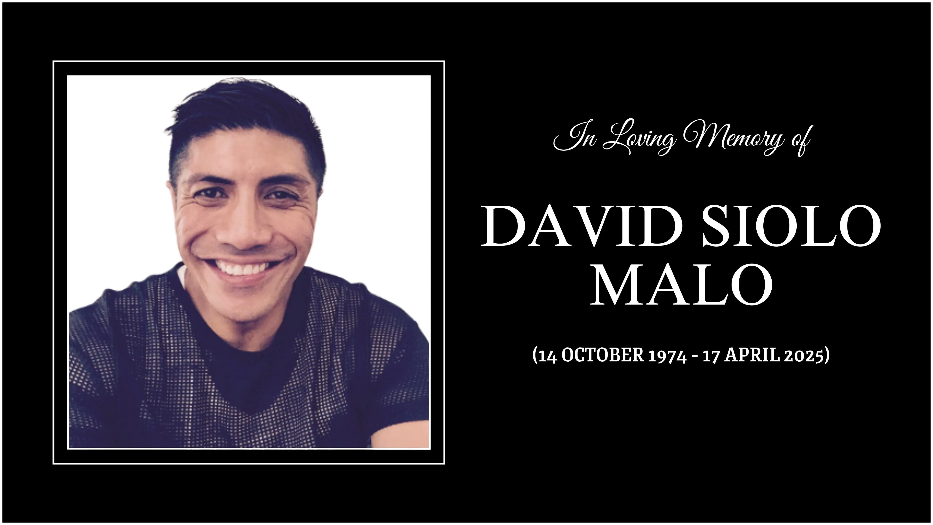 David Malo (14.10.1974-17.04.2025) St Bernadette’s Catholic Church ...