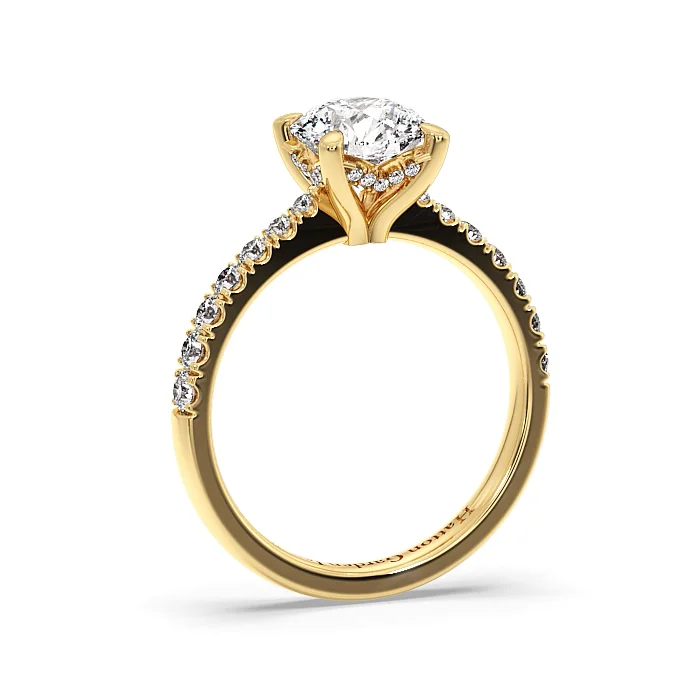 Miami cut down set shank and head 18ct yellow gold