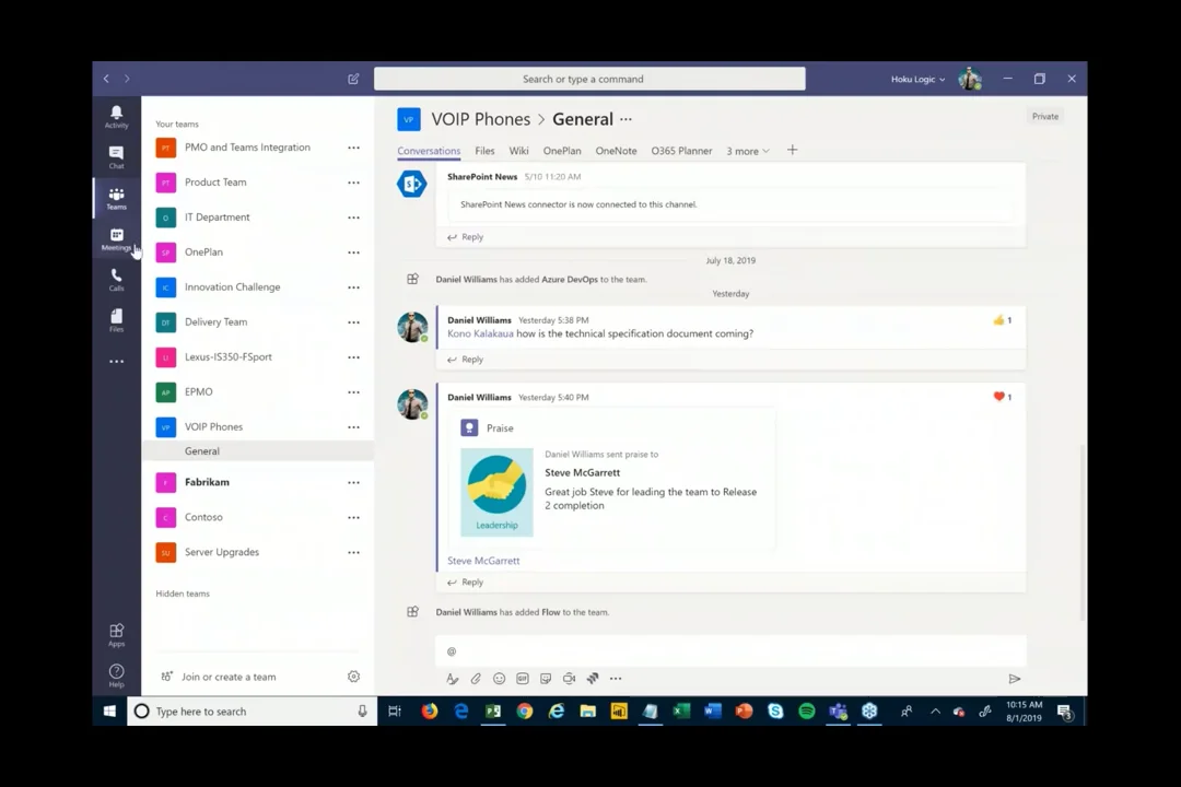 Microsoft Teams and Microsoft Project Demo