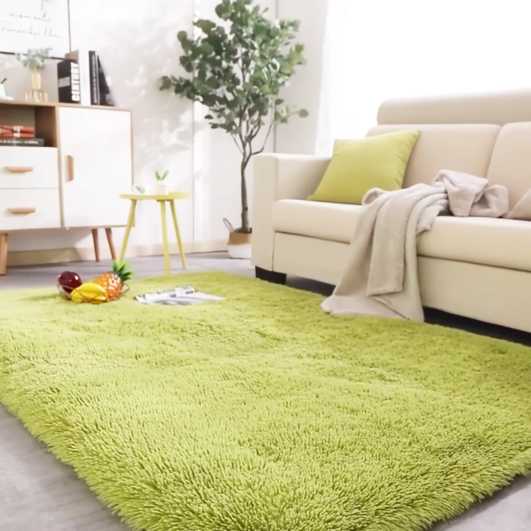 Plush Green Fluffy Rug