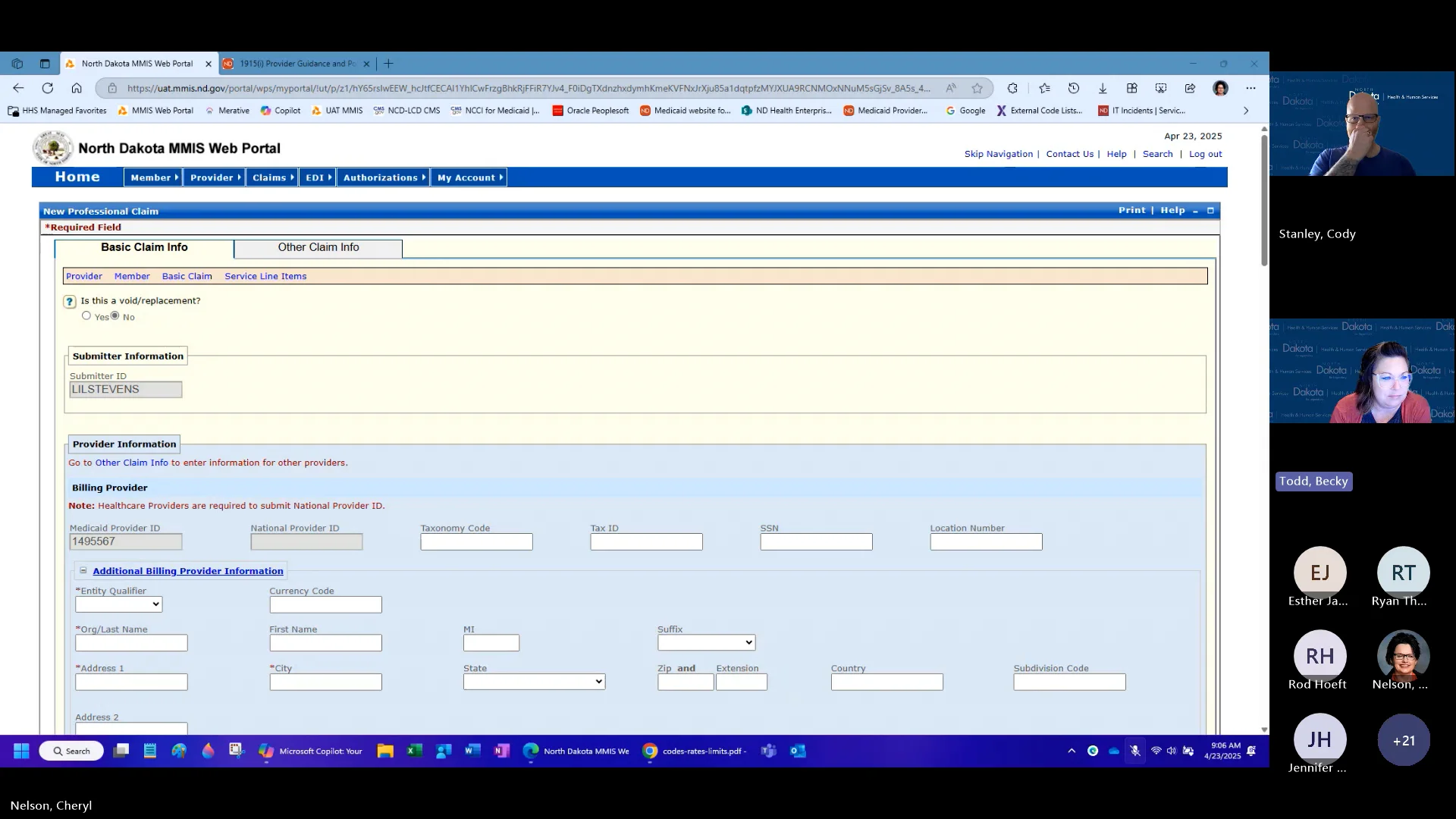 How to submit a 1915i claim in MMIS