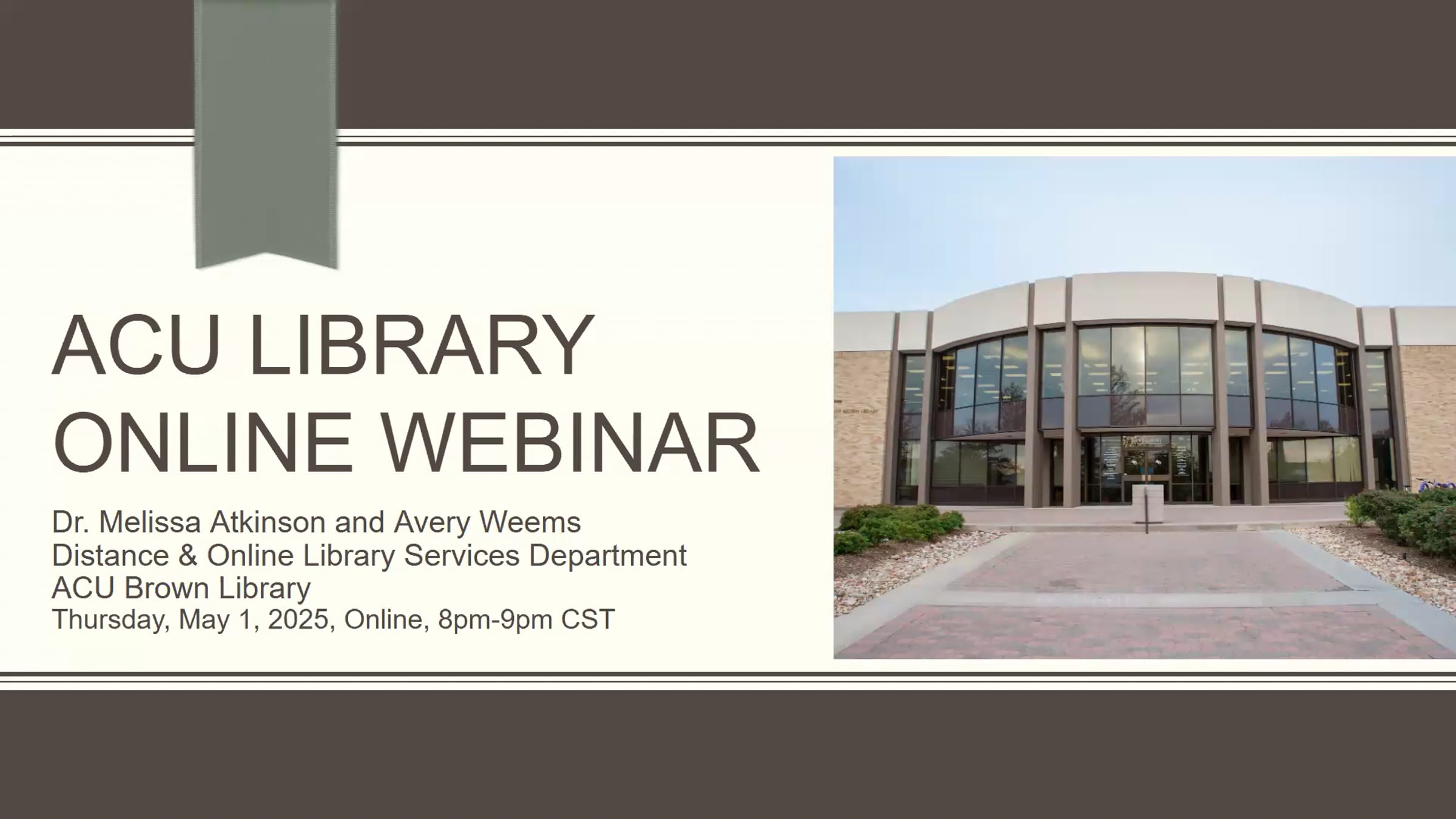 ACU Library Online Webinar - May 2025
