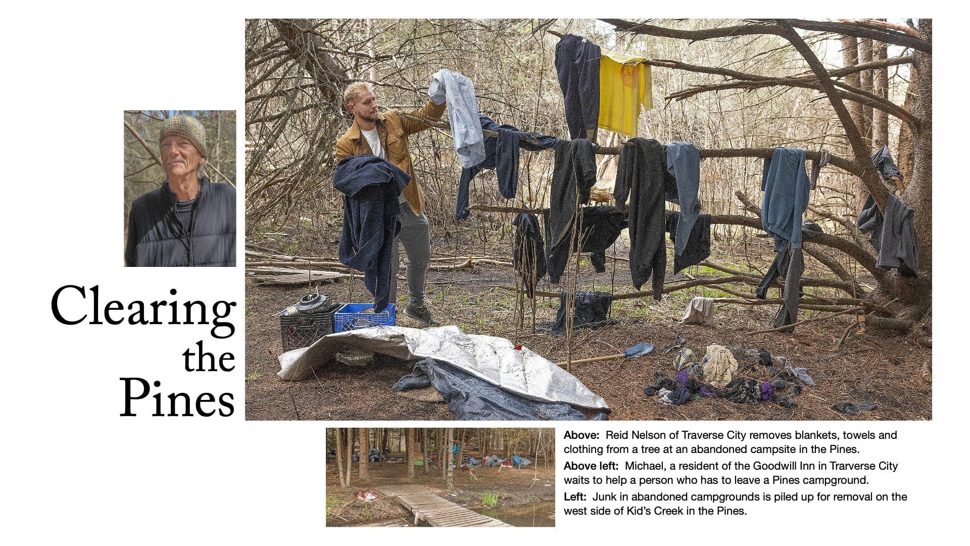 Cleanup at the Pines homeless encampment in Traverse City