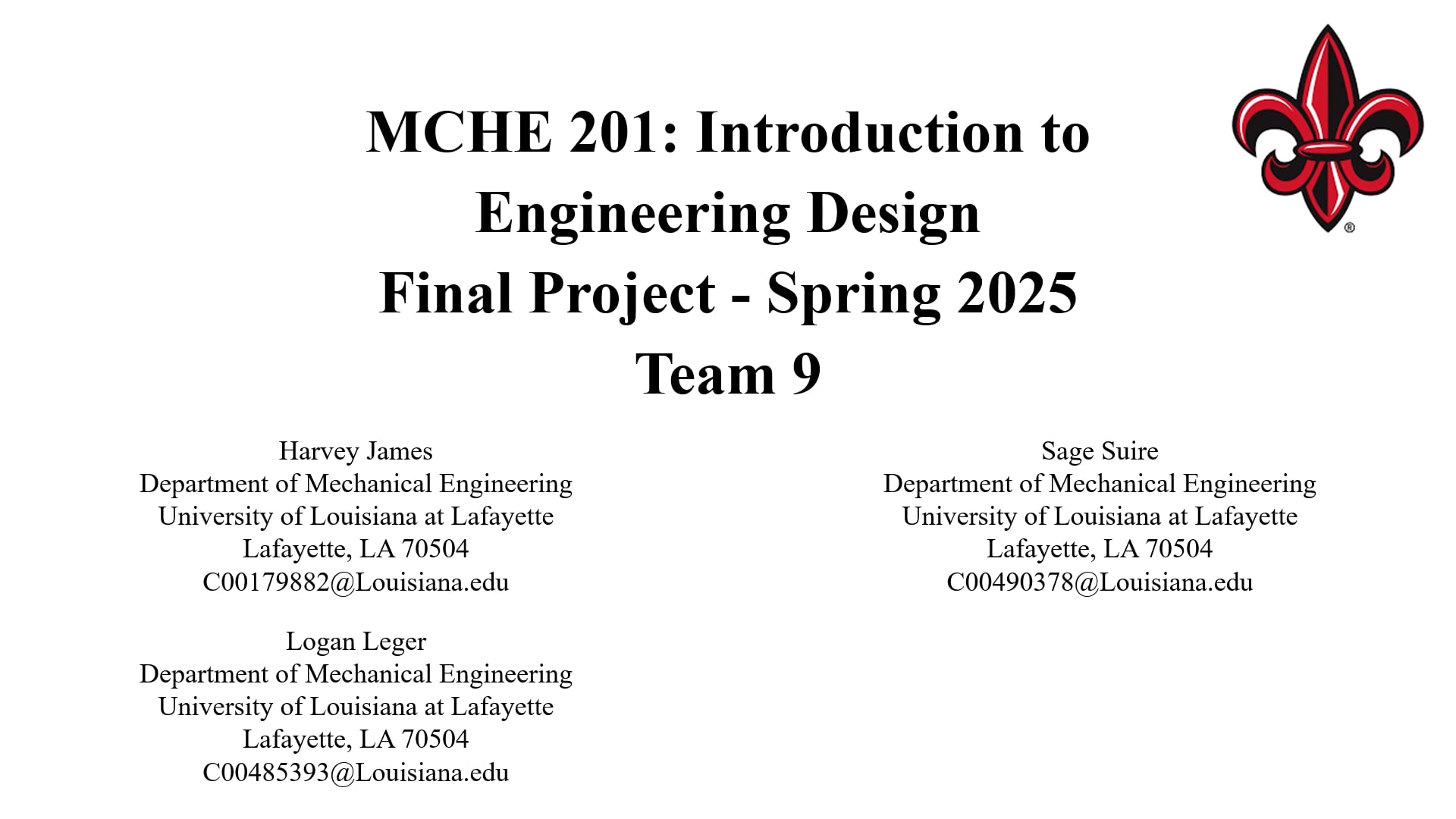 Team 9 - MCHE 201 Final Project Presentation - Spring 2025