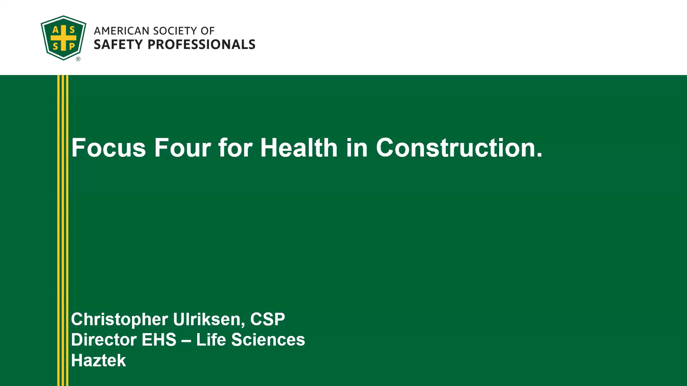 Focus Four for Health in Construction