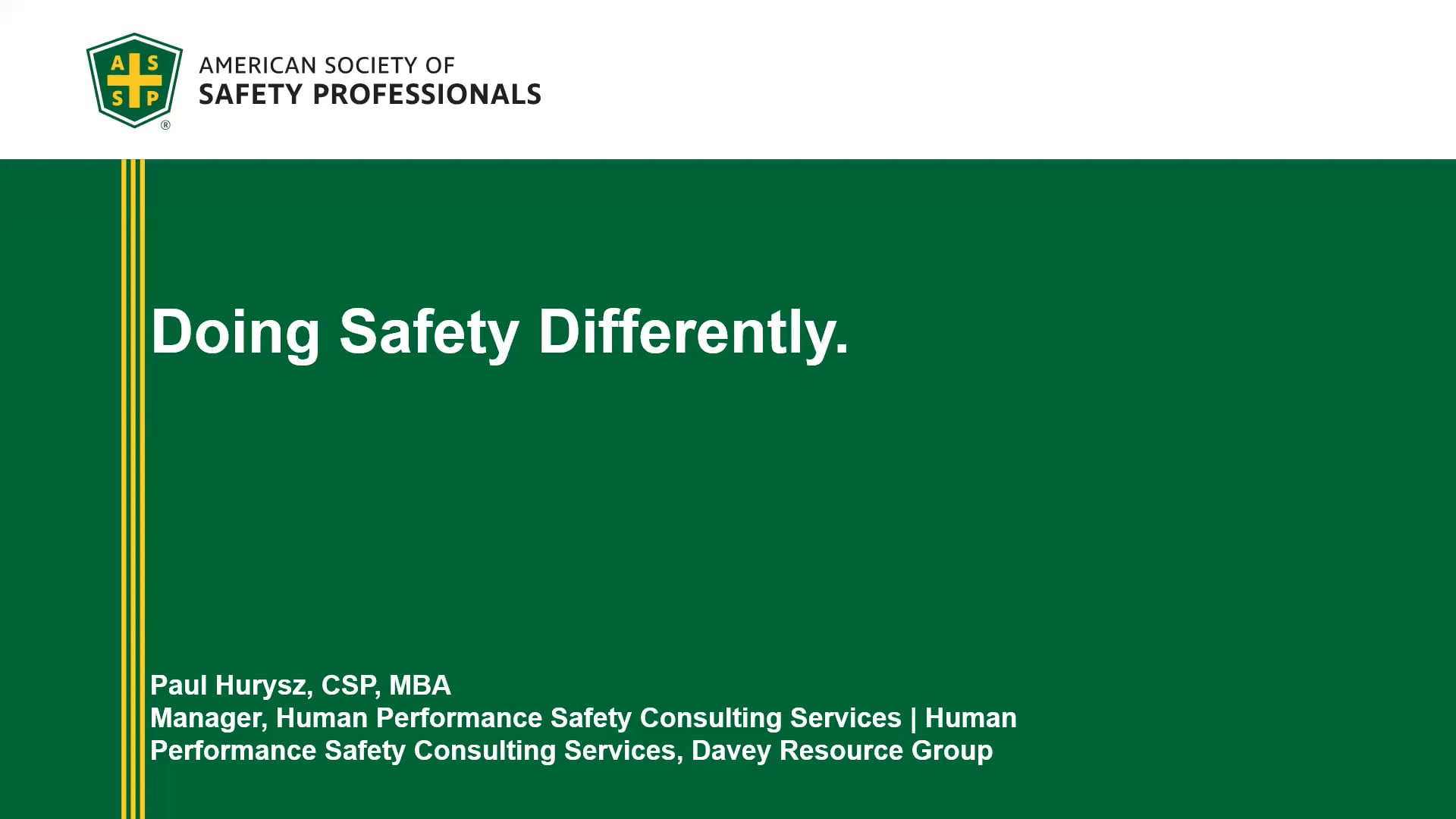 Doing Safety Differently
