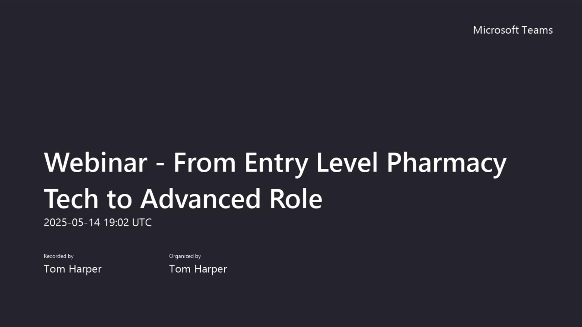 Webinar - From Entry Level Pharmacy Tech to Advanced Roles