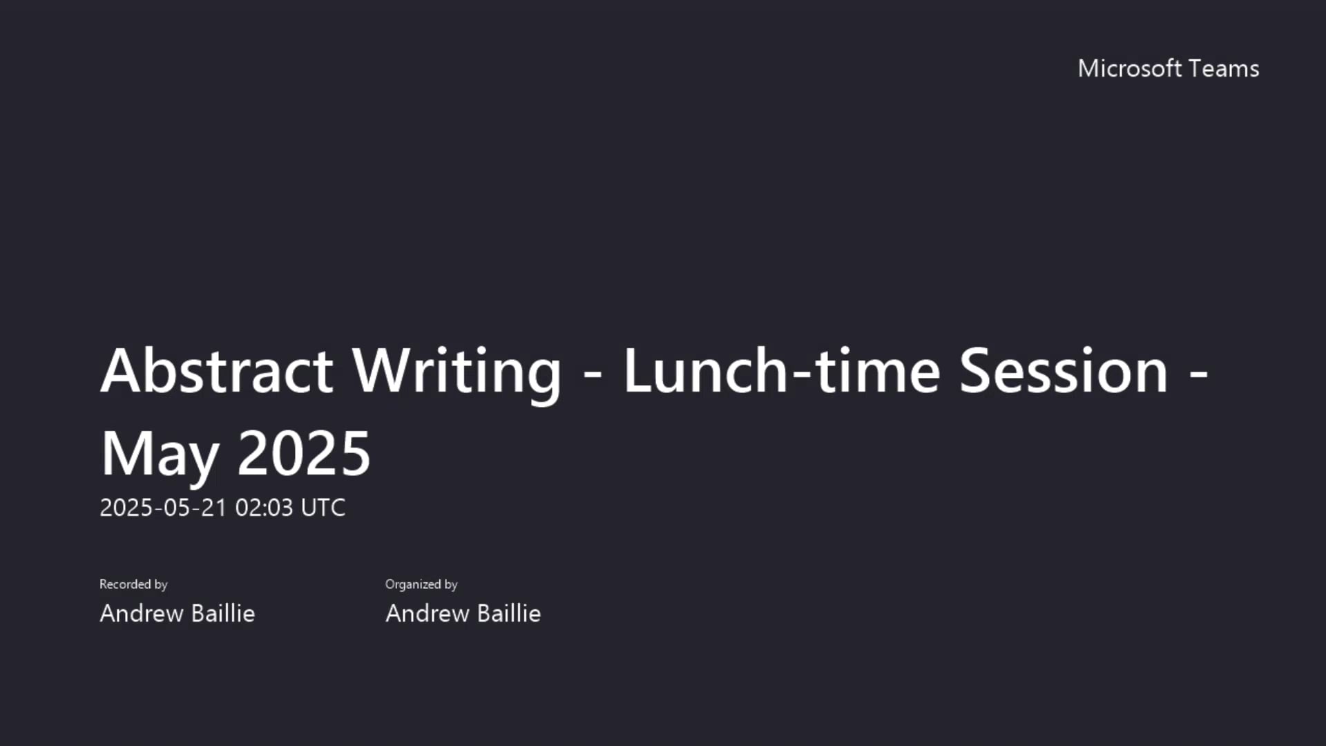 Abstract Writing - Lunch-time Session - May 2025-20250521_120255 ...