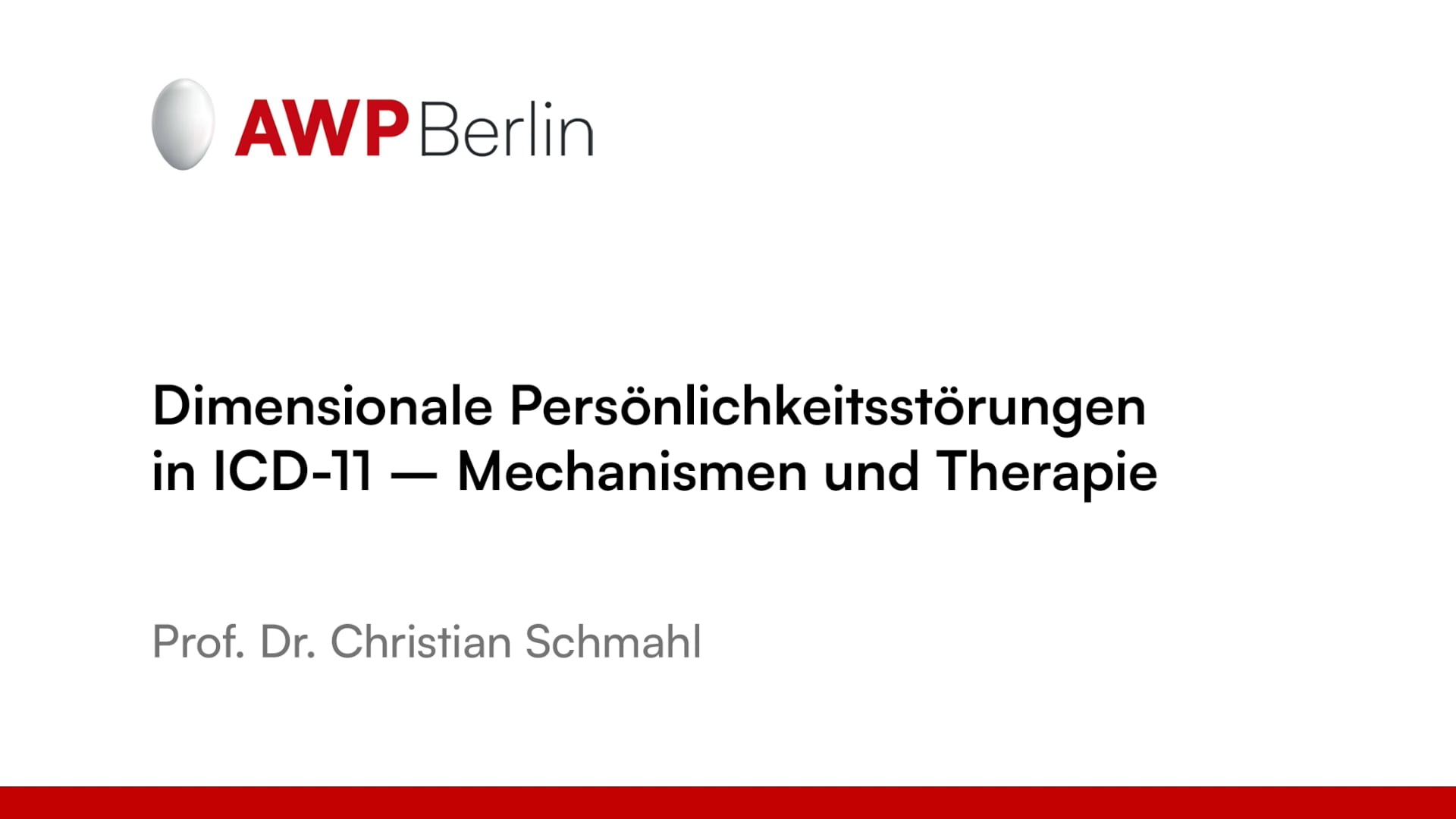 Watch Vortrag „Dimensionale Persönlichkeitsstörungen in ICD-11 – Mechanismen und Therapie ...