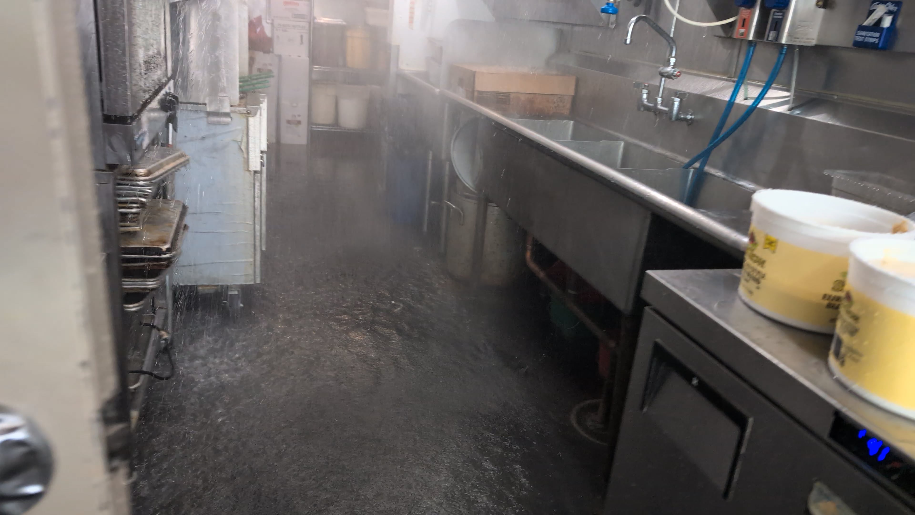 Blown sprinkler head in restaurant