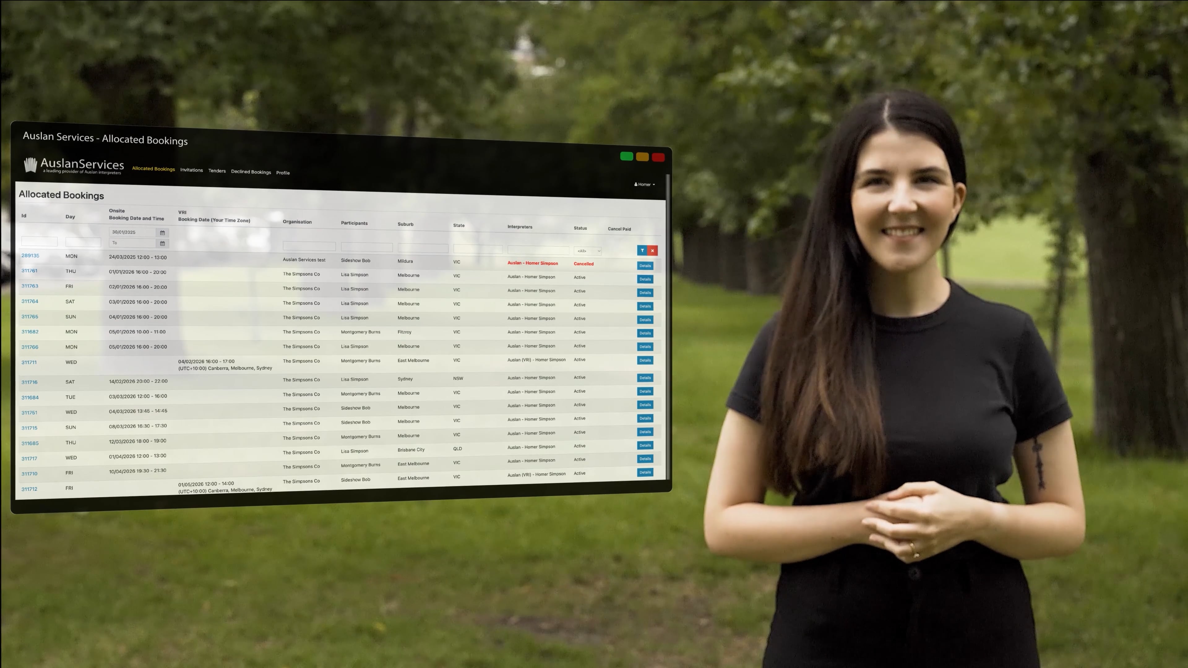 Auslan Services Allocated Bookings