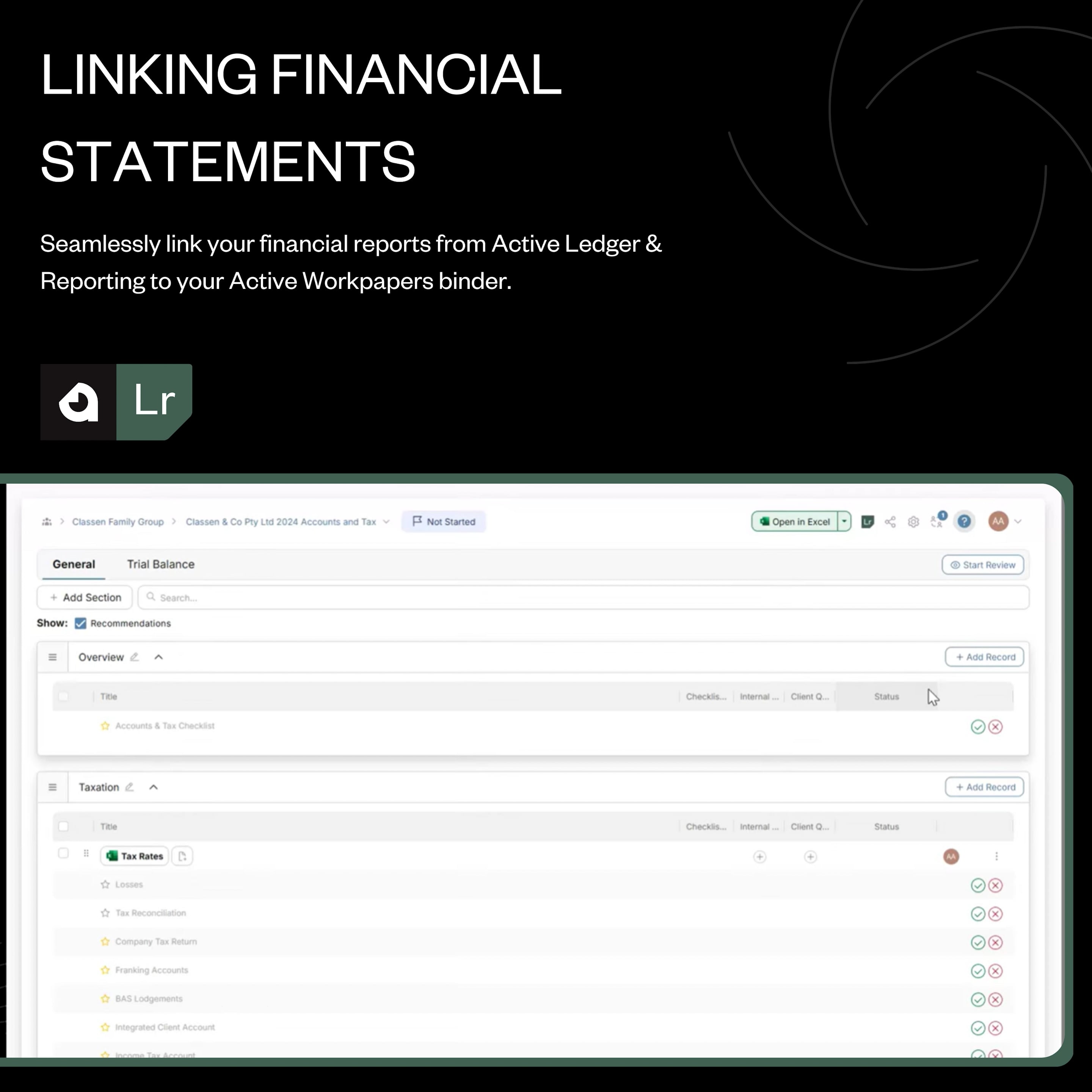Linking Financial Statements - Active Ledger & Reporting