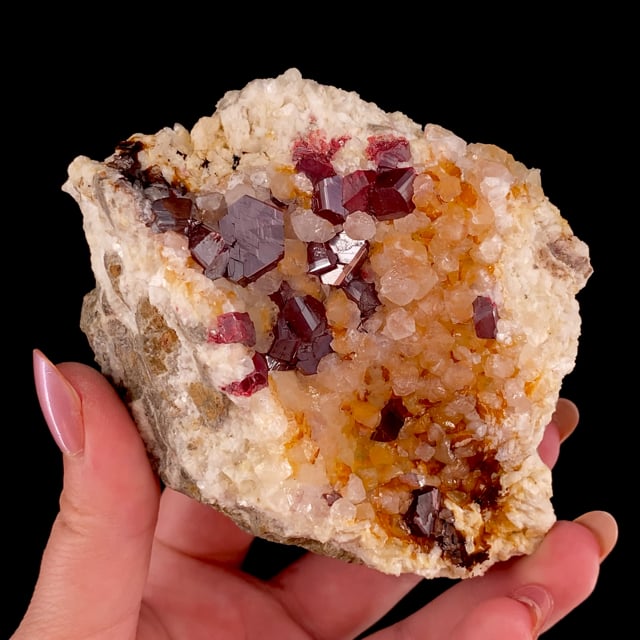 Cinnabar (fine gemmy crystals) with Calcite on Dolomite | Wanshan Mine ...