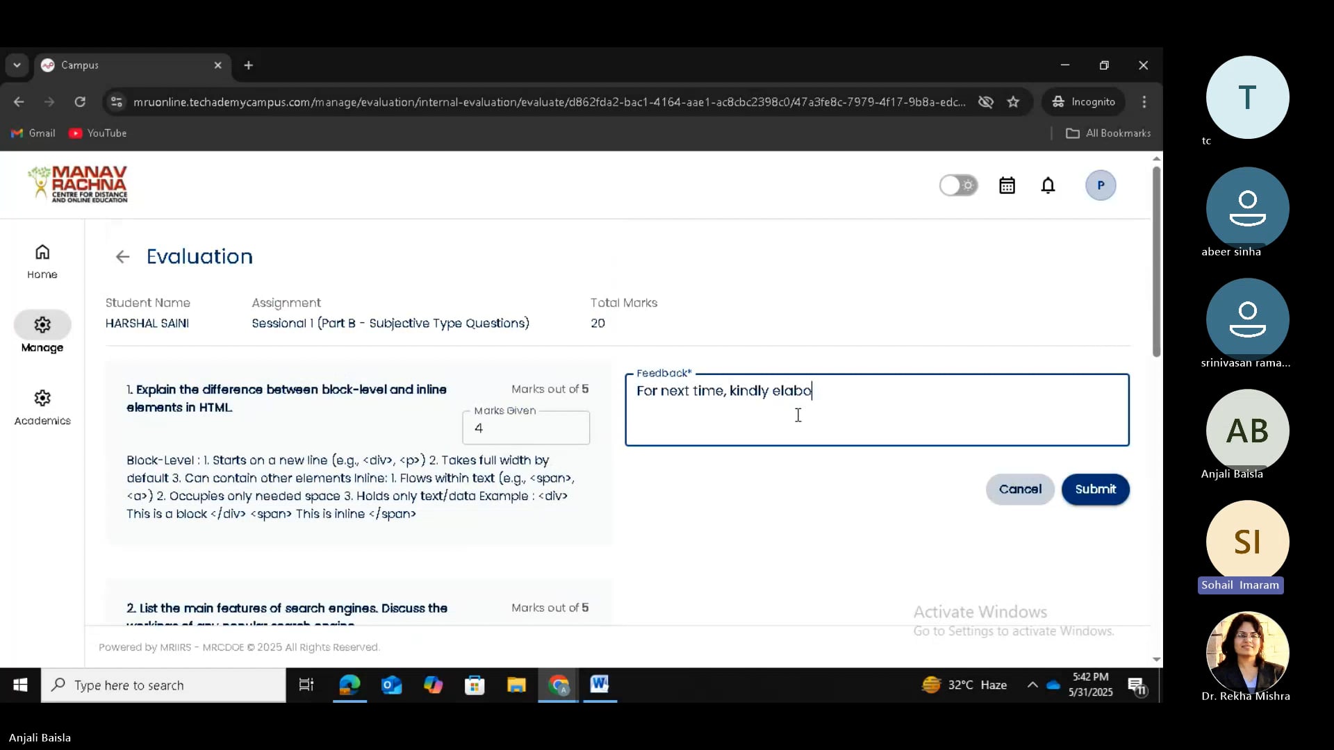 LMS EVALUATION TRAINING SESSION