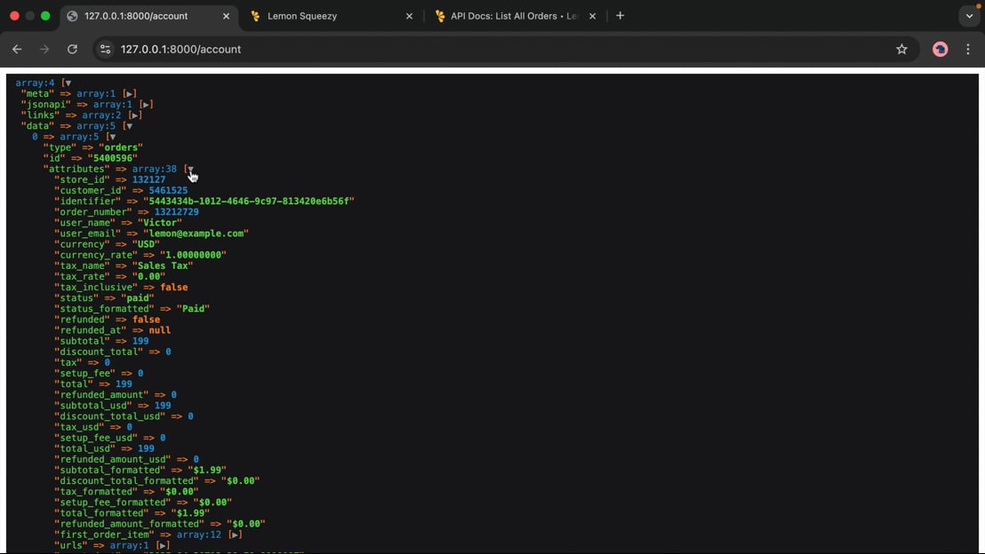 Rendering LemonSqueezy Orders on the Account Page > Lemon Squeezy Payment Processor | SymfonyCasts