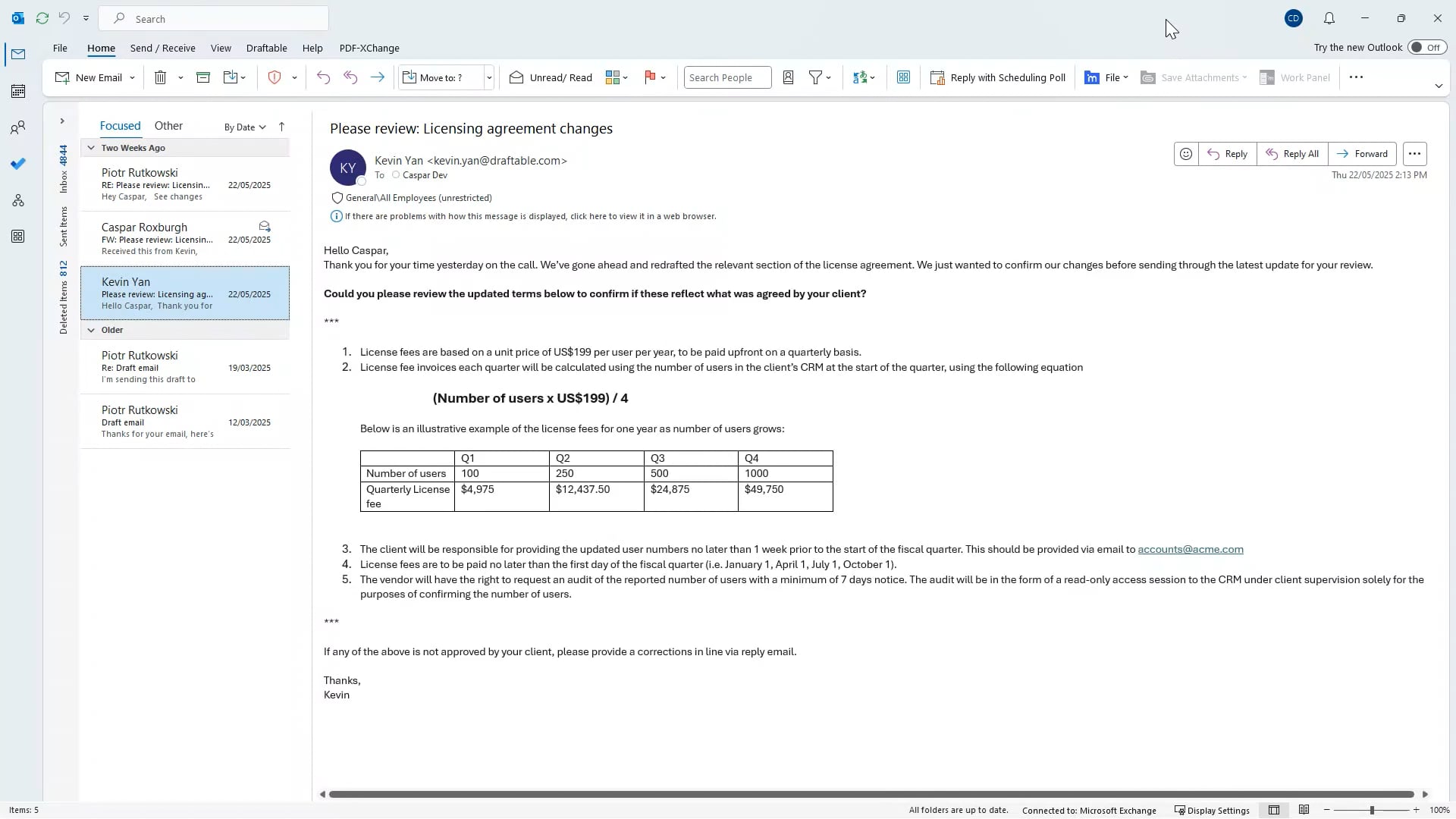 Draftable - Redline in Email - Demonstration (June 2025)