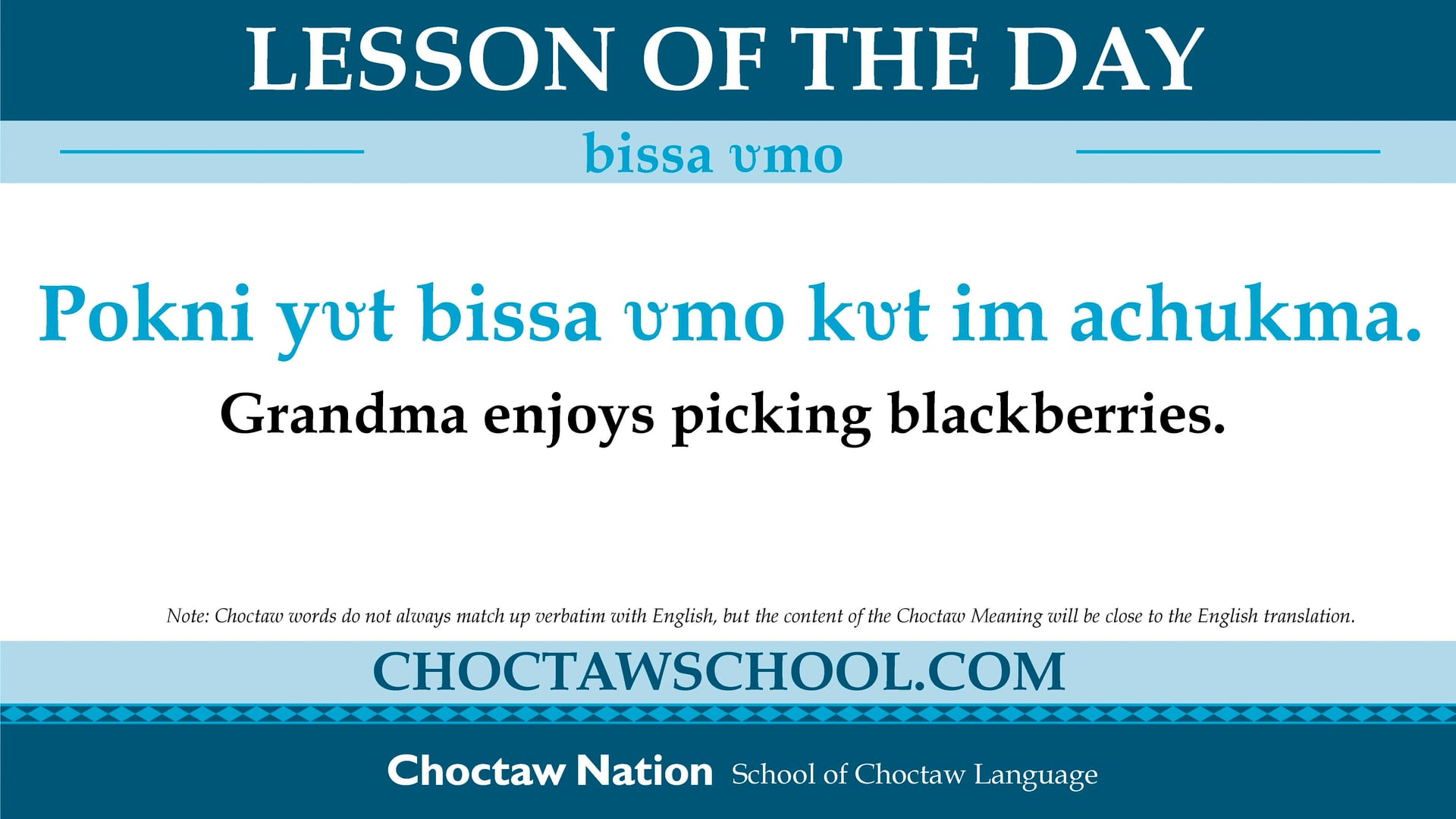 Lesson of the Day: bissa vmo