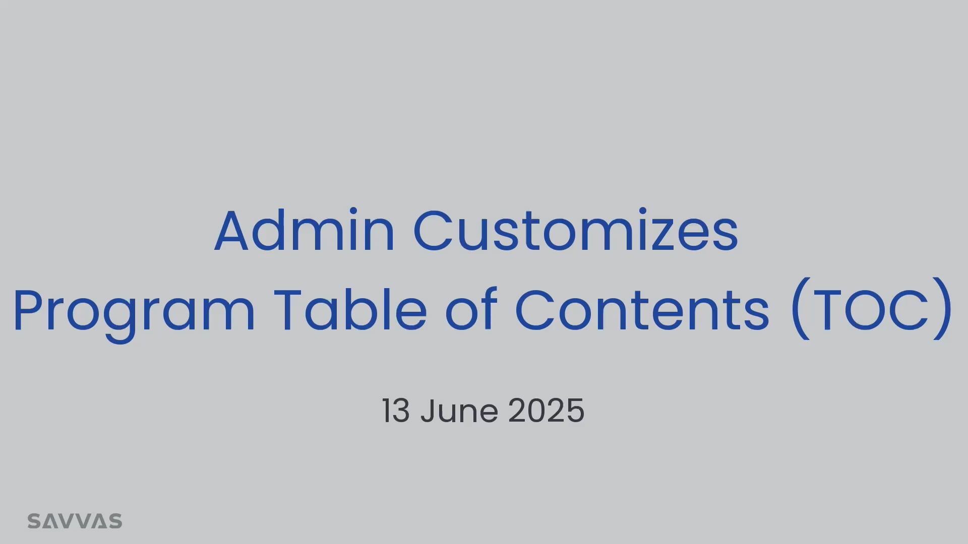 Admin Customizes Program TOC