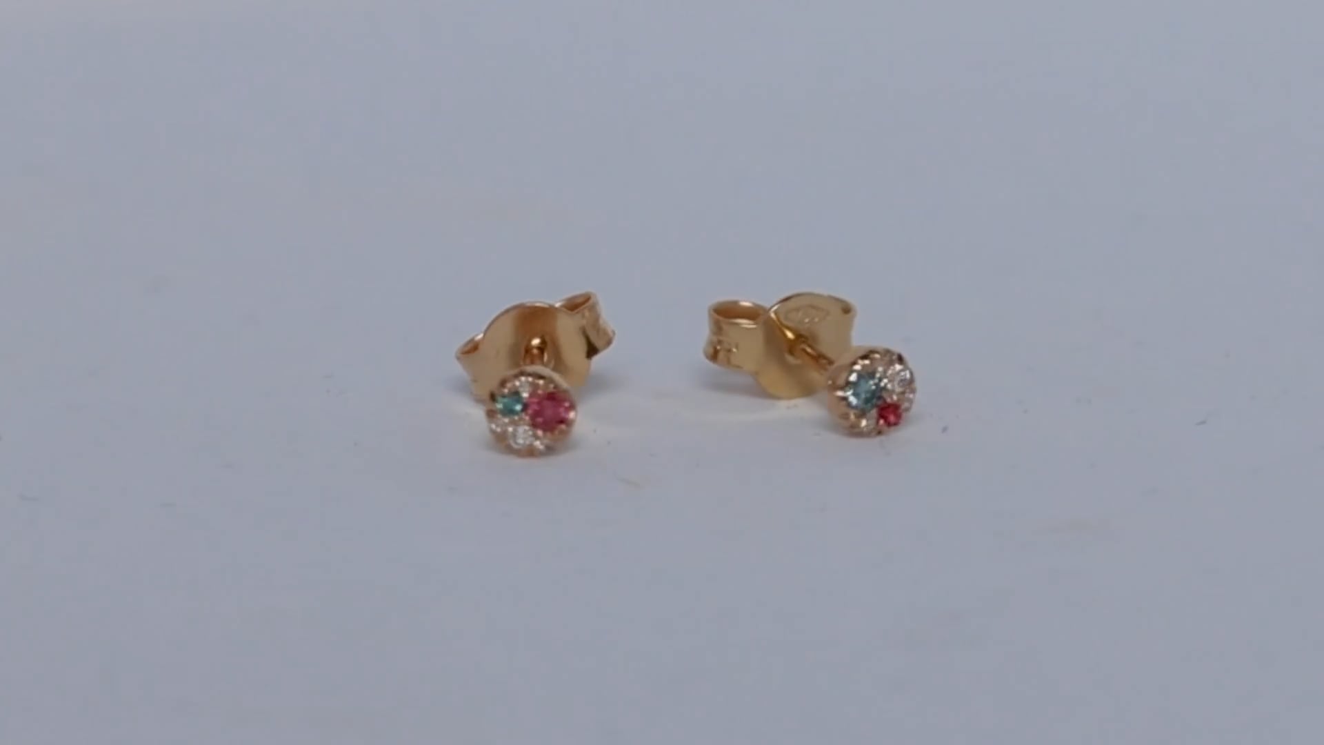 Asymmetrical 4 mm Yellow Gold Diamond Spinel Mini Stack Side Stud Earrings
