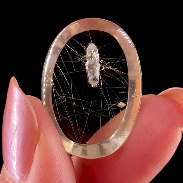 Quartz with Rutile needles and negative Quartz crystal inclusion ...