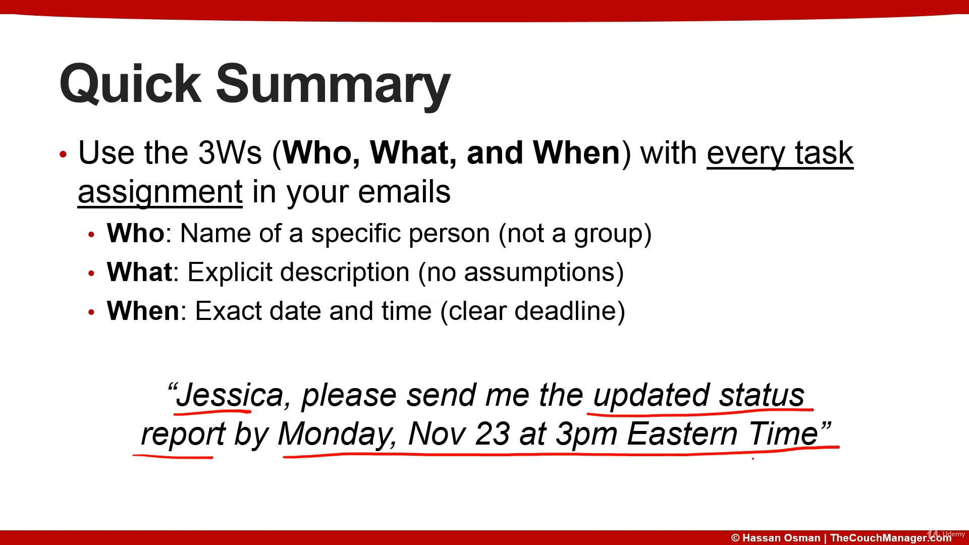 001 How to Assign Tasks in Emails (using the 3Ws)