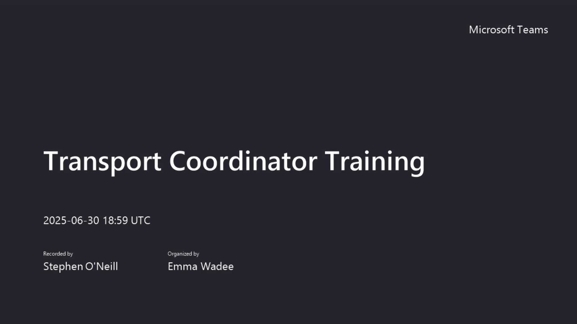 Transport Coordinator Training-2025