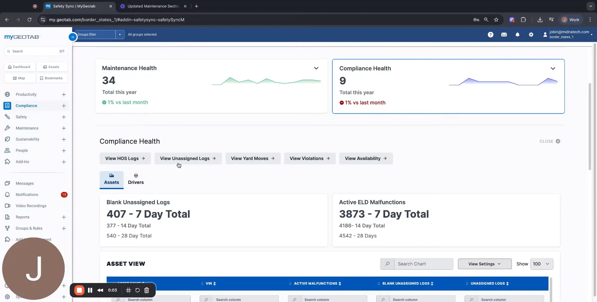 Overview of the Updated MyGeotab Compliance Section