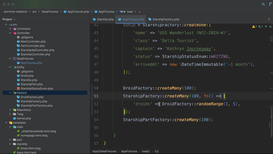 Many To Many with Foundry > Symfony, Doctrine Relations & Warp Drive Basics | SymfonyCasts