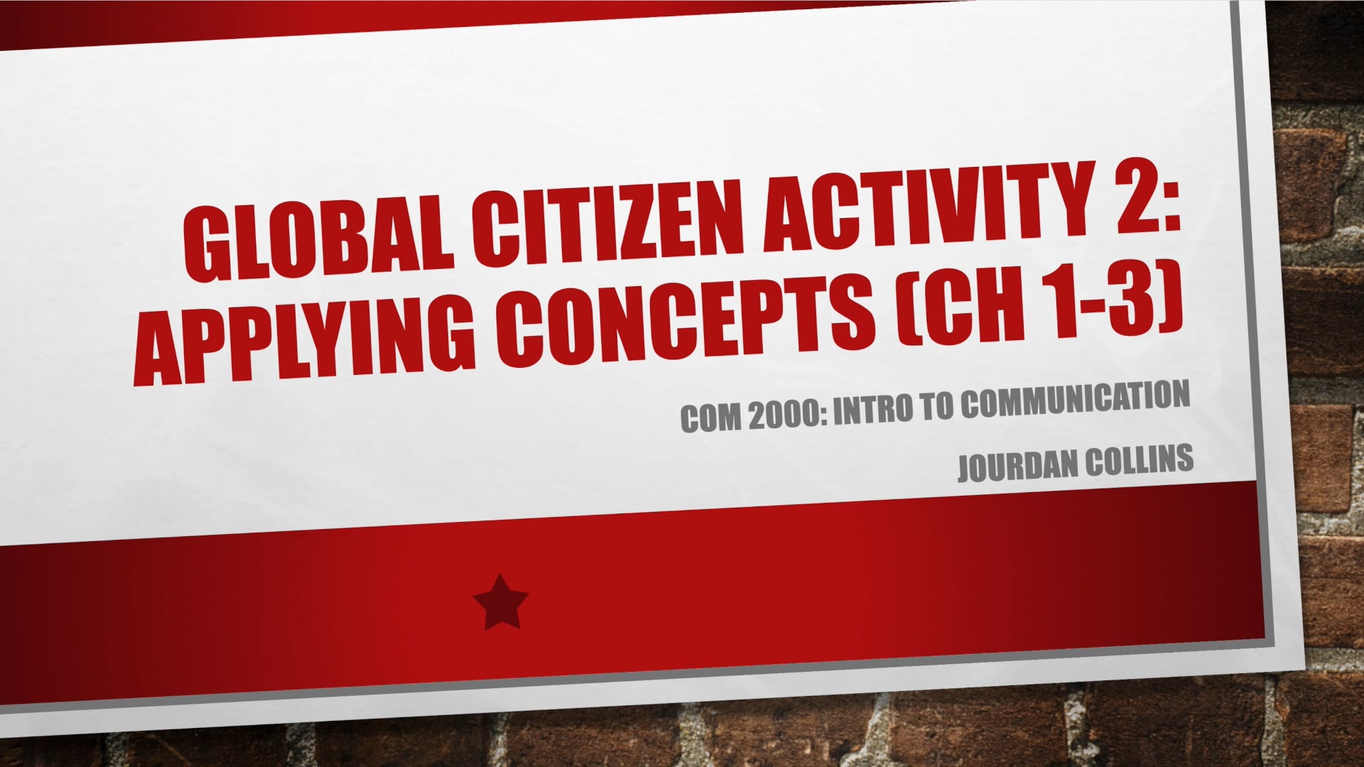 Global Citizen Activity 2: Applying Concepts (Ch 1-3)
