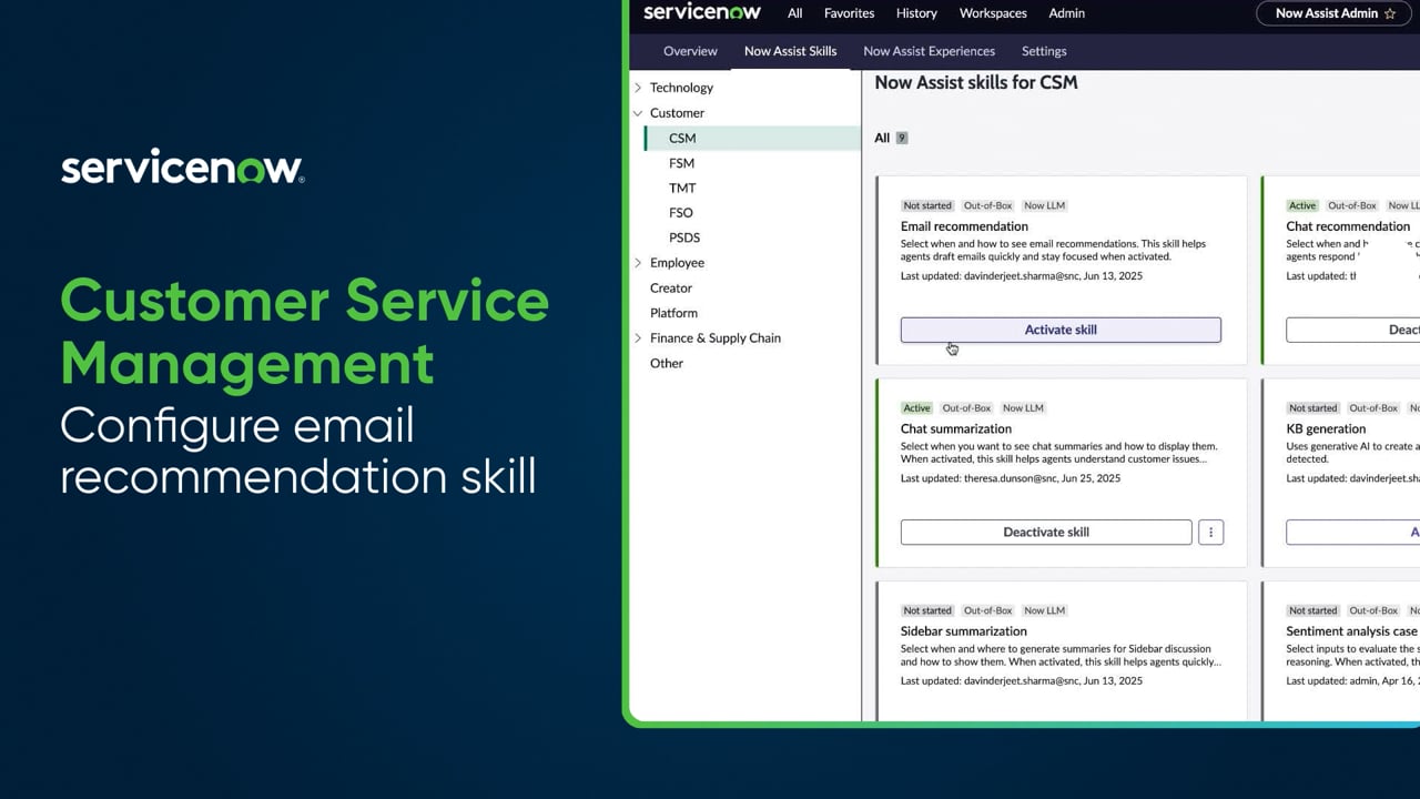 Now Assist for CSM - Email reply recommendations - ServiceNow Community