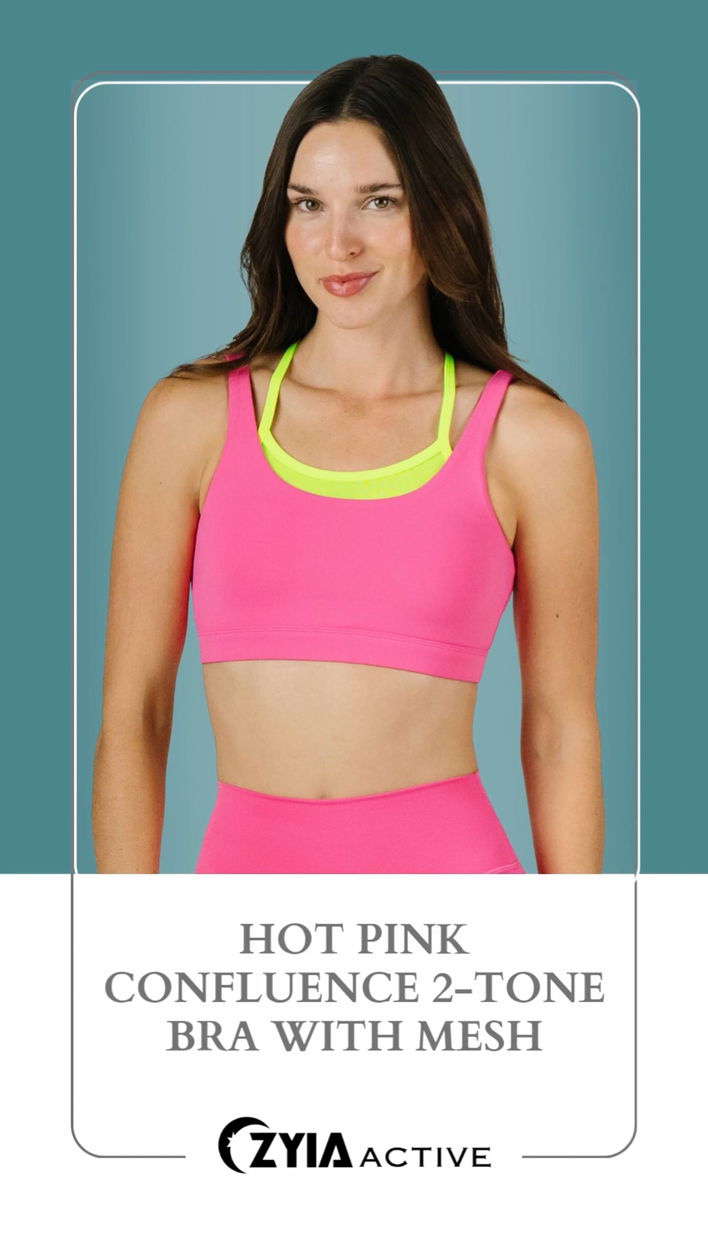 Hot Pink Confluence 2-Tone Bra with Mesh | 7109
