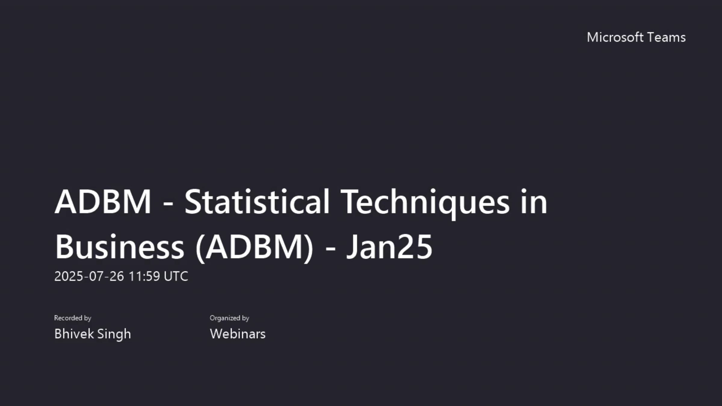 ADBM - Statistical Techniques in Business (ADBM) - Jan25-20250726 ...