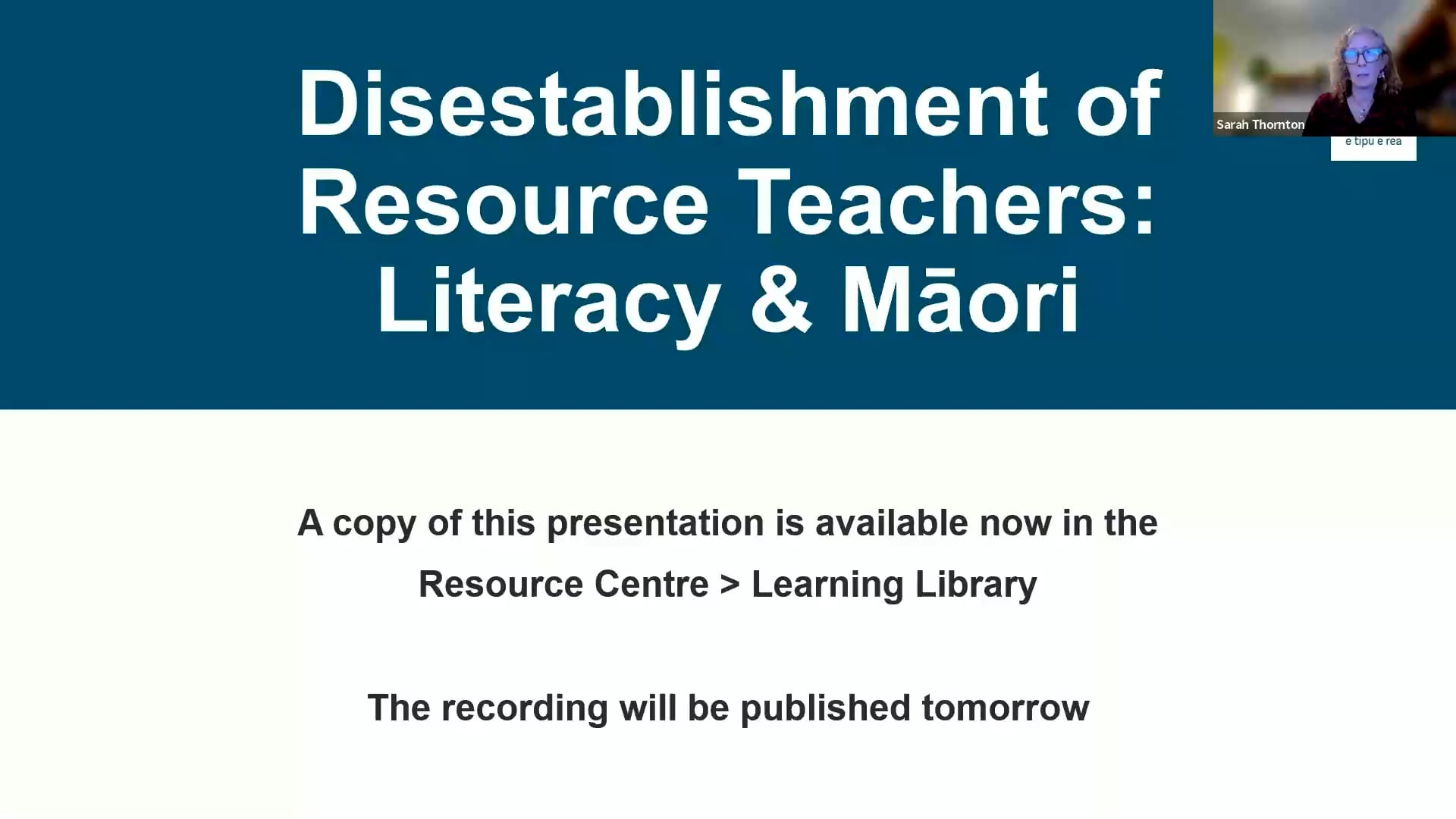 Disestablishment of Resource Teachers - Literacy & Māori