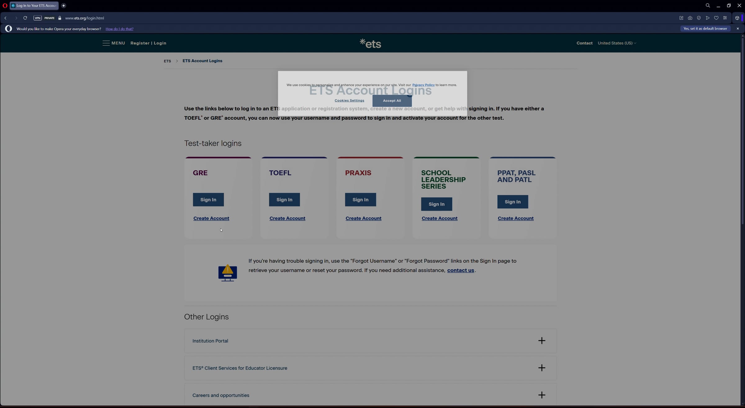 Finding the PP1 test on ETS' site