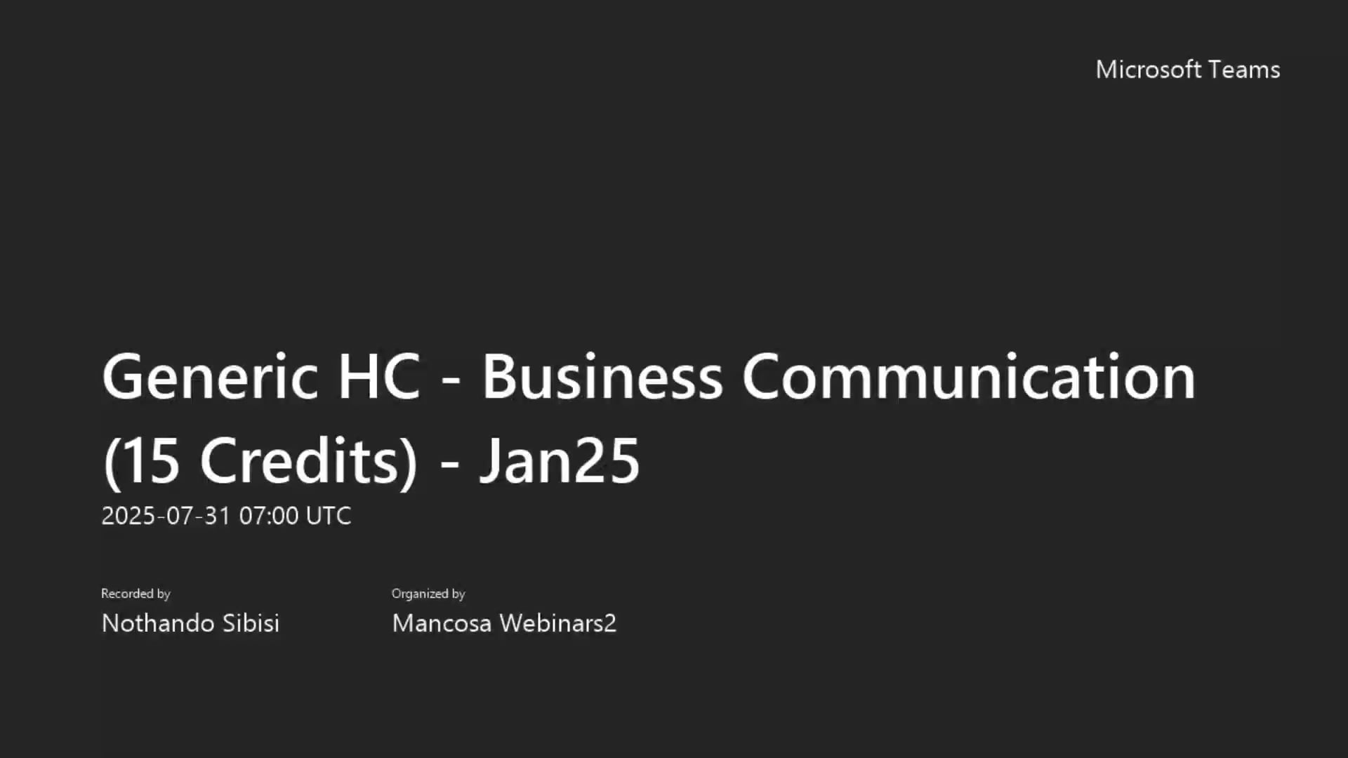 Generic HC - Business Communication (15 Credits) - Jan25-20250731 ...