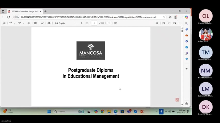 PGDEM - Curriculum Design and Development - Jan25-Webinar 1