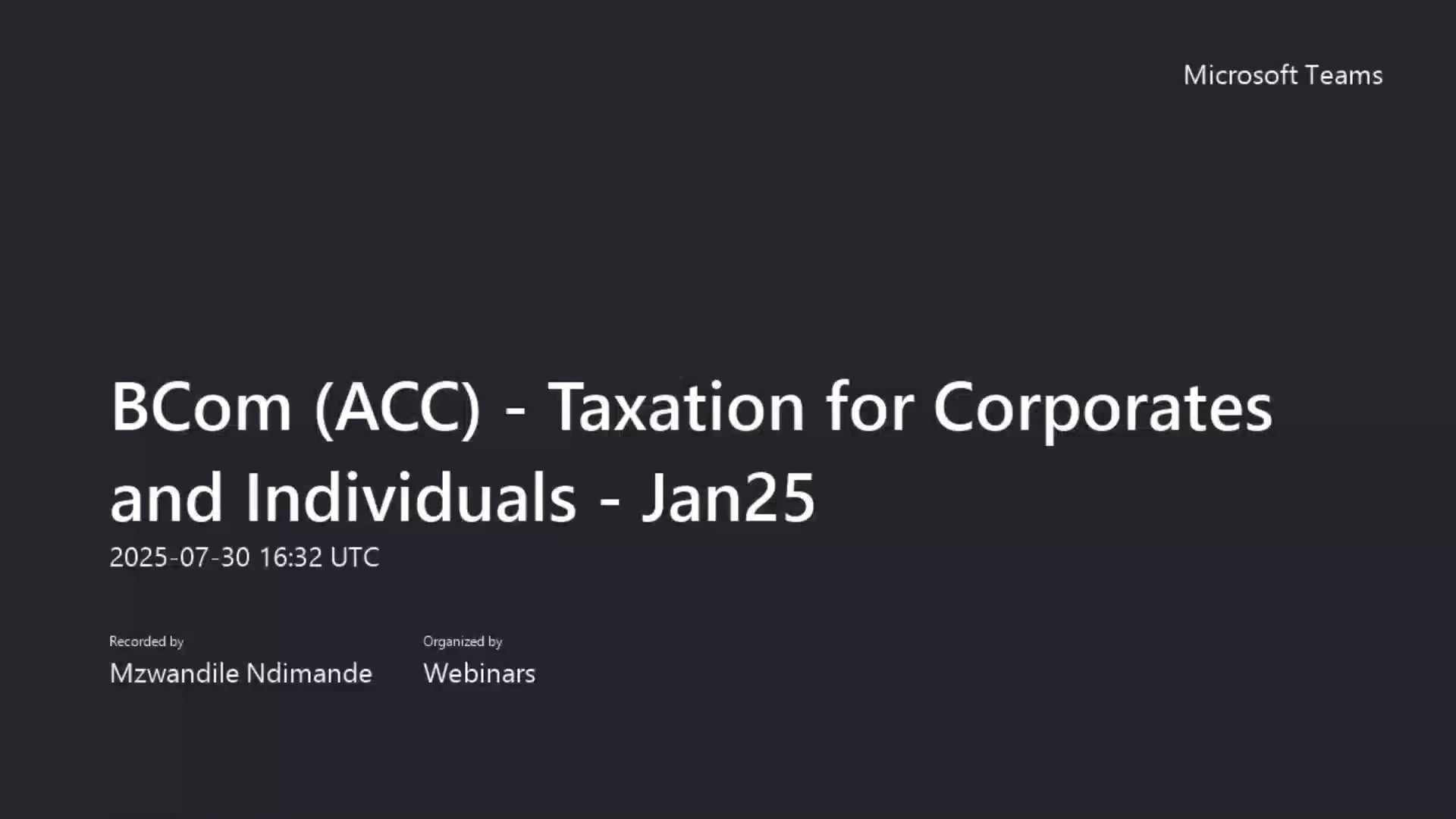 BCom (ACC) - Taxation for Corporates and Individuals - Jan25-20250730 ...