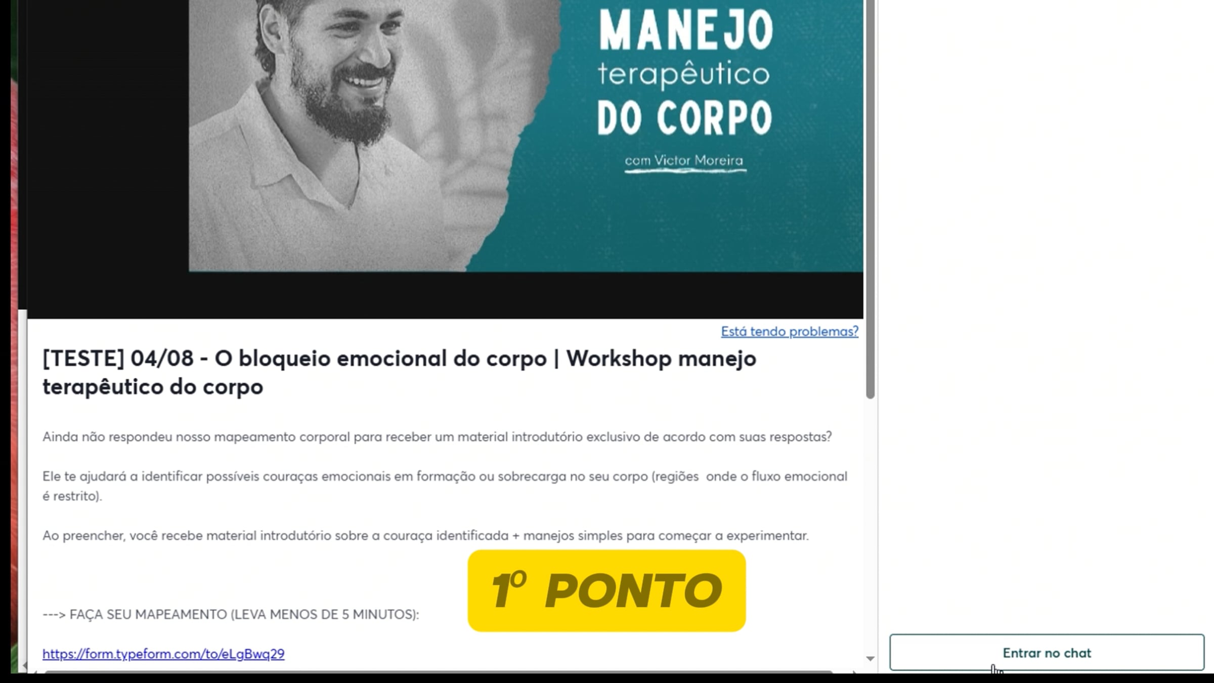 Como acessar aula - Workshop MTC