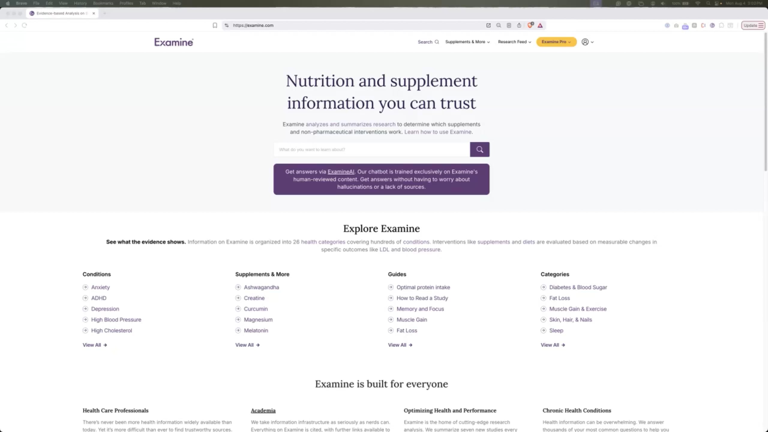 Examine Pro Demo: More Tailored , Safer, Evidence-Based Care