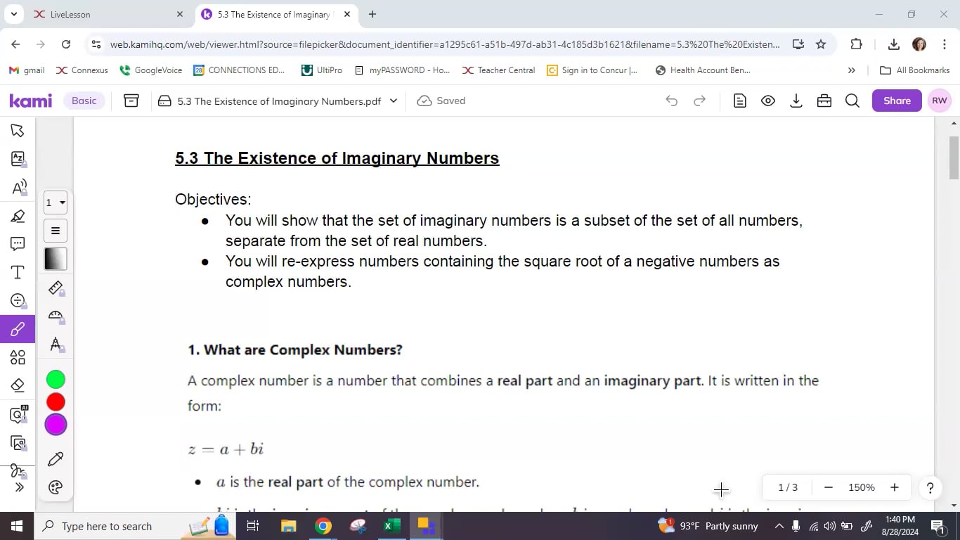 5.3 The Existence of Imaginary Numbers (Alg. 2A)