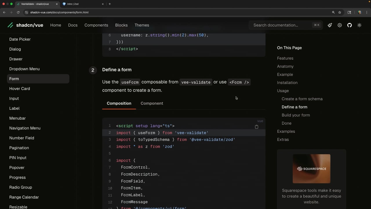 Forms and Form Validation with ShadCN Vue